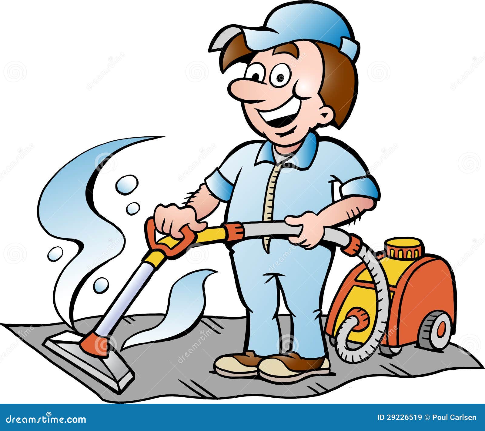 Illustration Of A Happy Carpet Cleaner Cartoon Vector | CartoonDealer ...