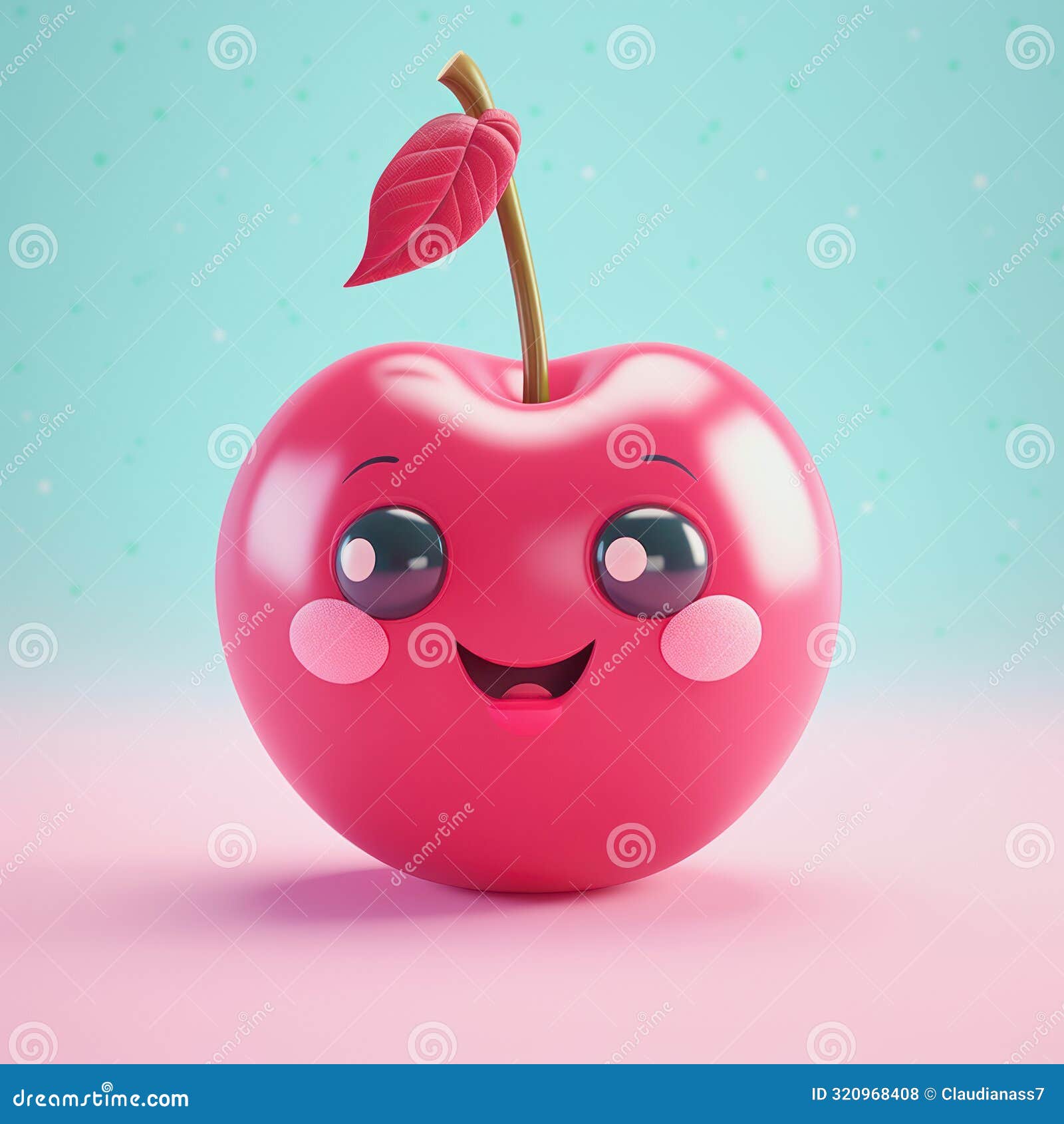 Illustration of Happy Cute Red 3d Cherry with a Face Stock Photo ...