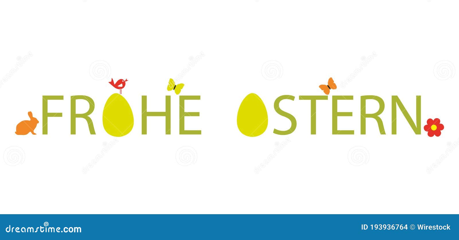 Illustration of `Happy Easter` in German on a White Background Stock ...