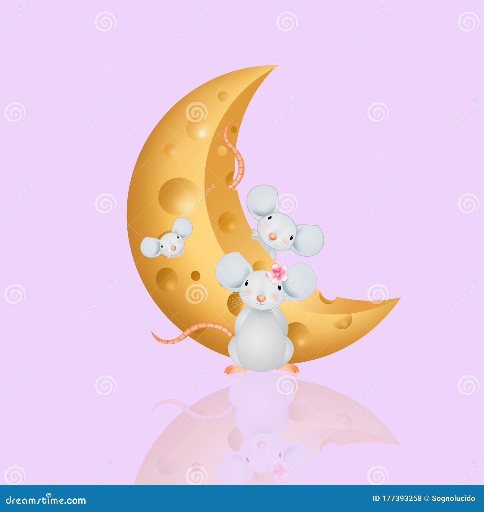 Illustration of Happy Family of Mouse with Cheese Moon Stock ...