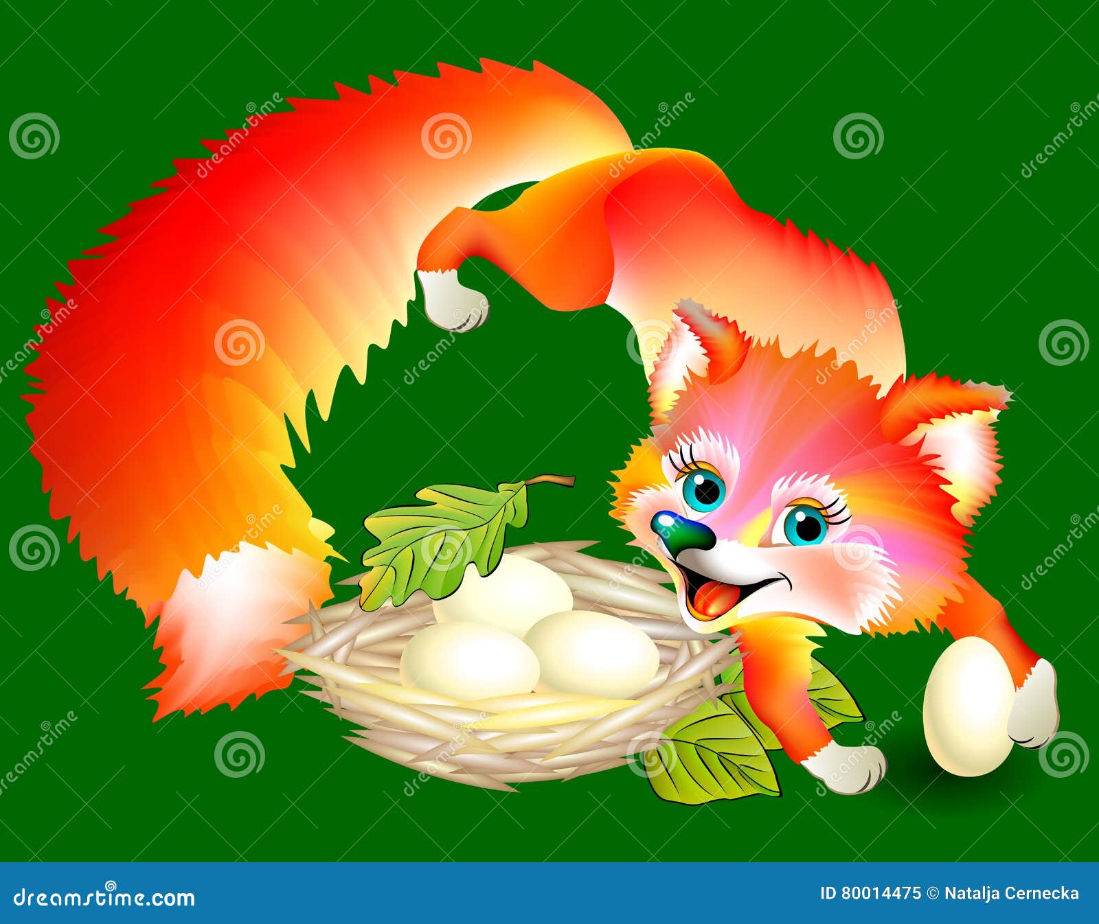 Illustration of Happy Fox with Eggs. Stock Vector - Illustration of ...