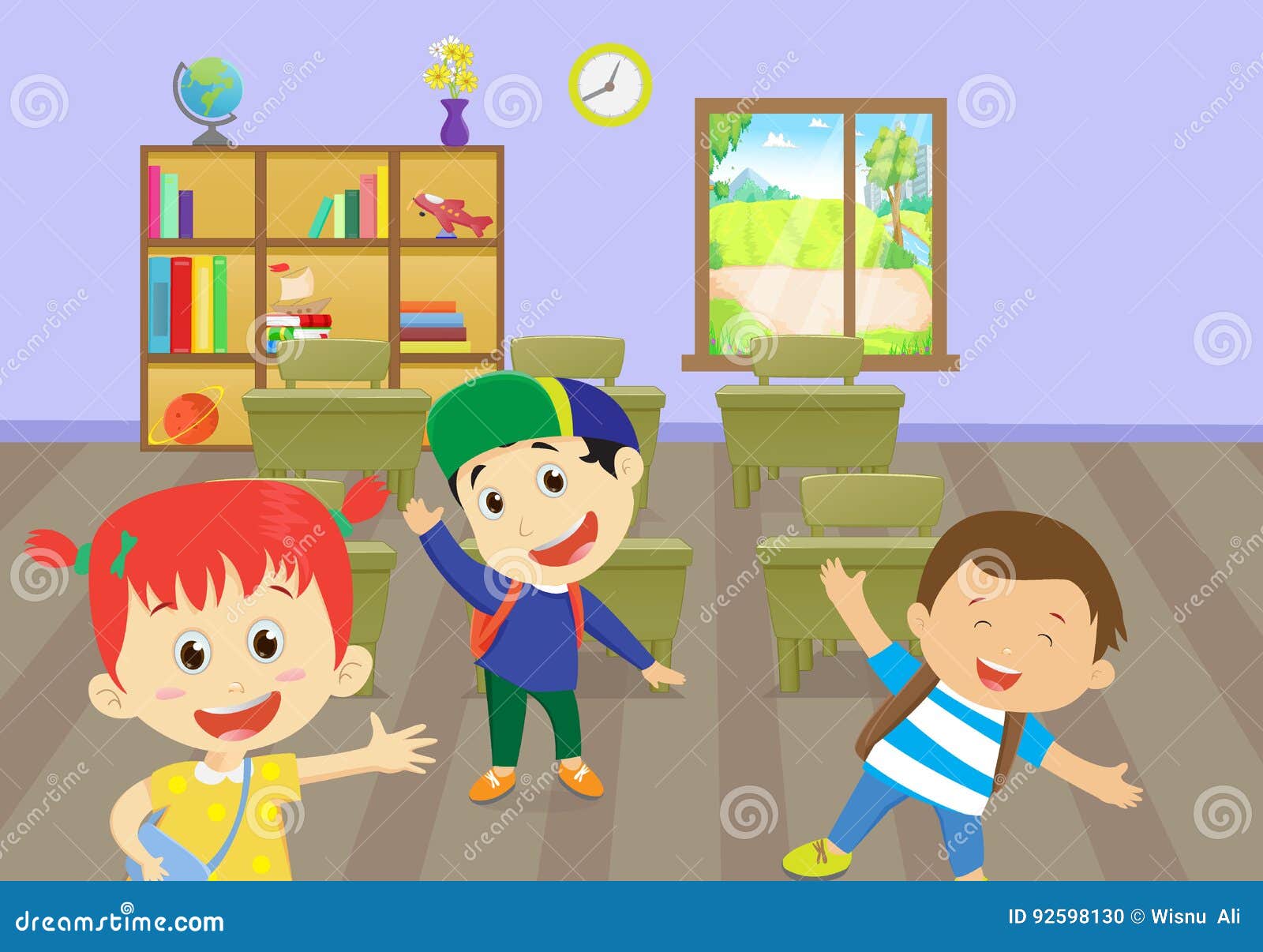 Illustration of a Happy Kids Enjoying in Classroom Stock Vector ...