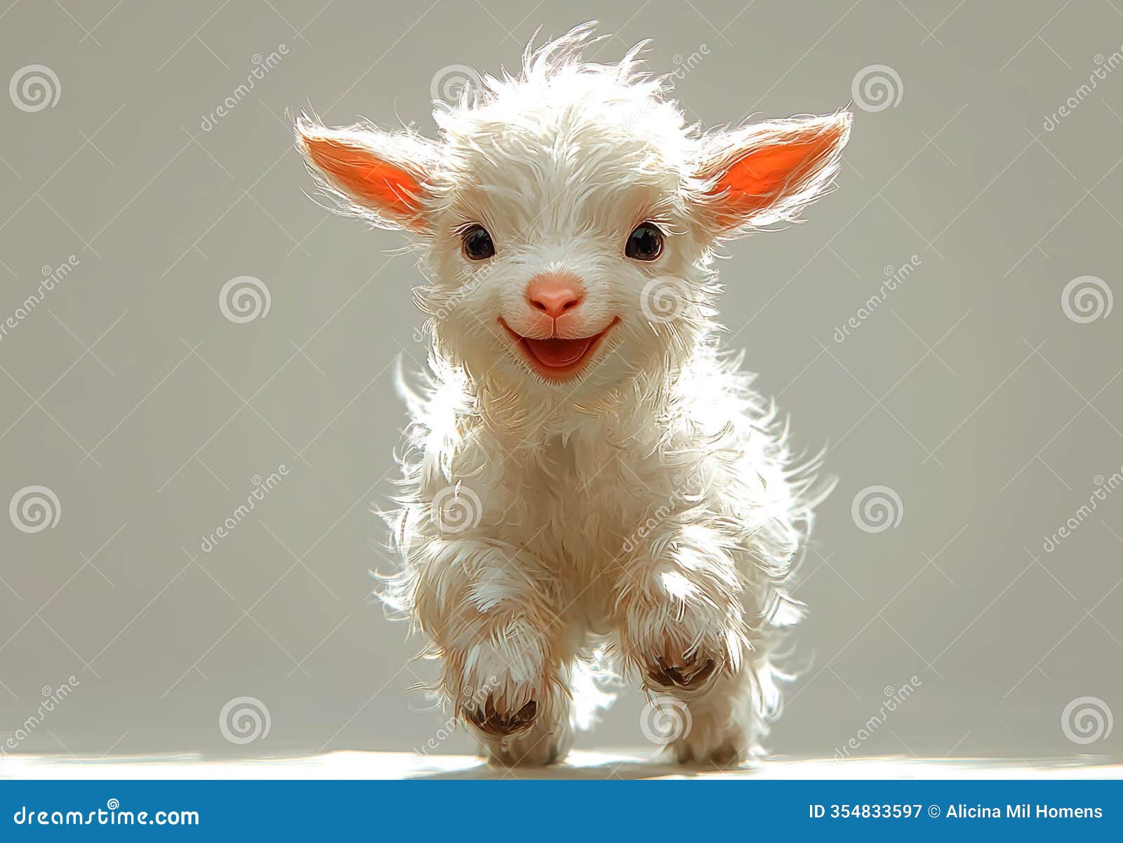 Illustration of Happy Lamb with Front Paws Raised Stock Illustration ...