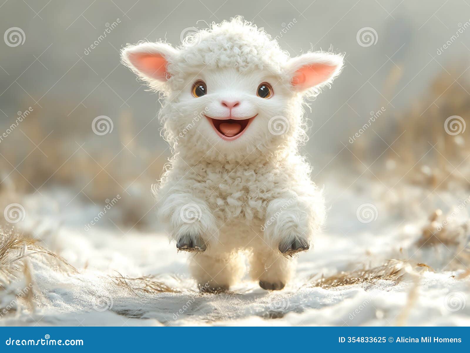 Illustration of Happy Lamb with Front Paws Raised Stock Illustration ...