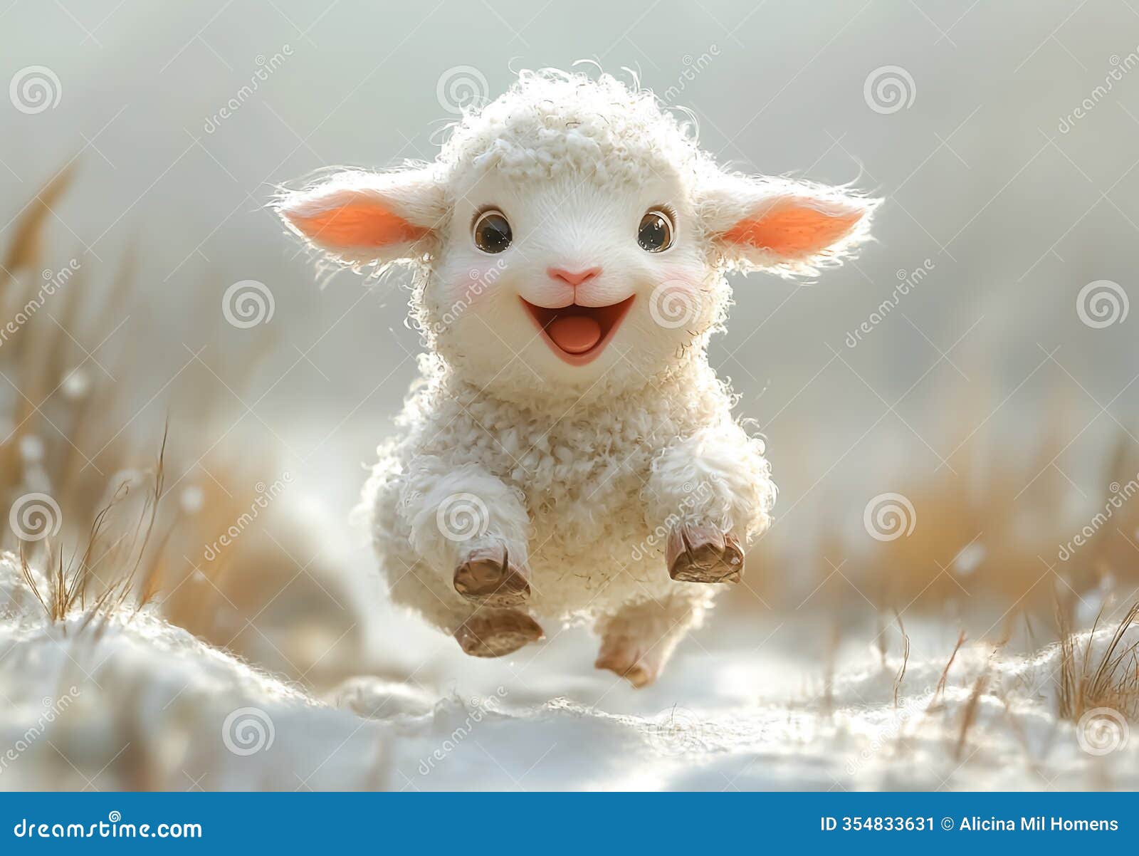 Illustration of Happy Lamb with Front Paws Raised Stock Illustration ...