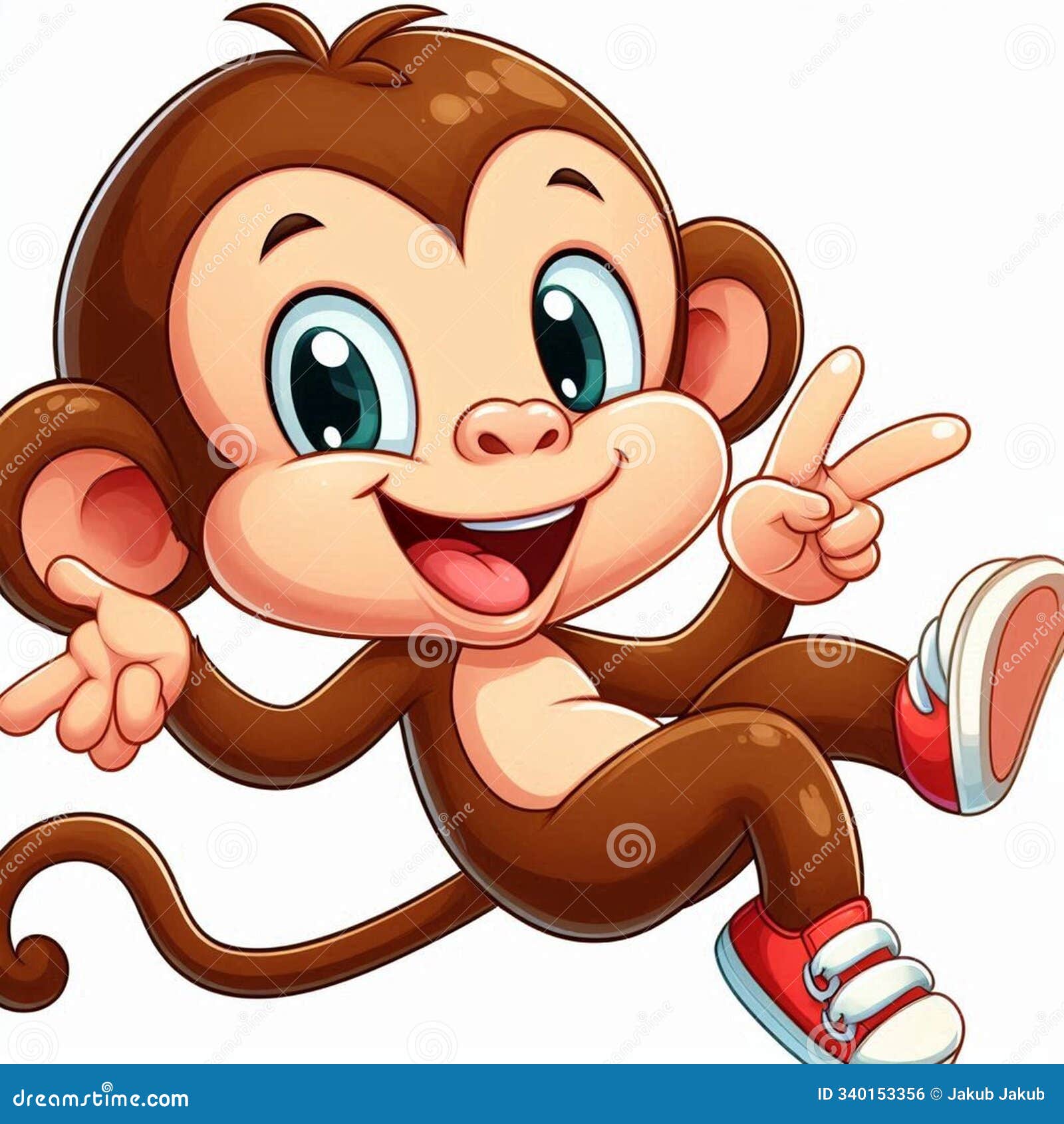 Illustration of a Happy Monkey Cartoon Stock Illustration - Illustration of happy, jungle: 340153356
