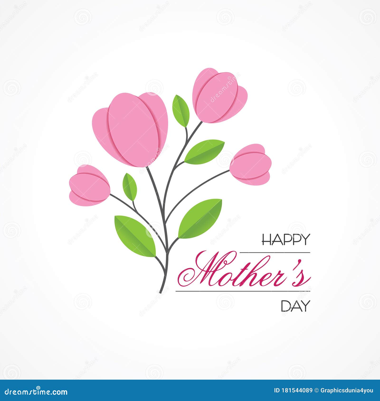 Happy Mother`s Day Greeting Banner Or Poster Best Mom Ever Concept