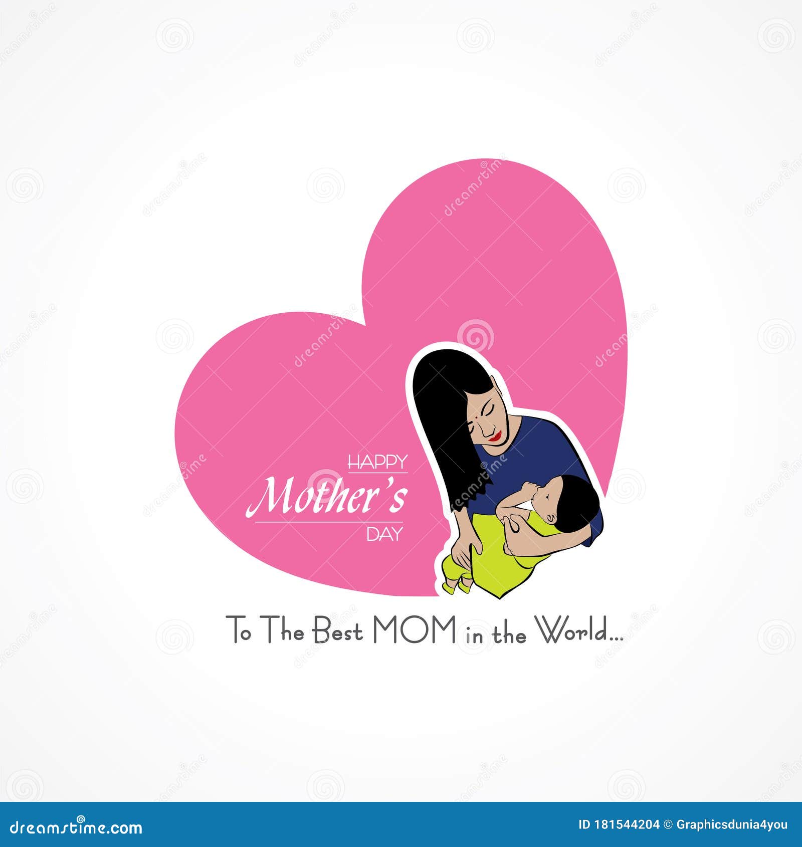 Happy Mother`s Day Greeting Banner Or Poster Best Mom Ever Concept