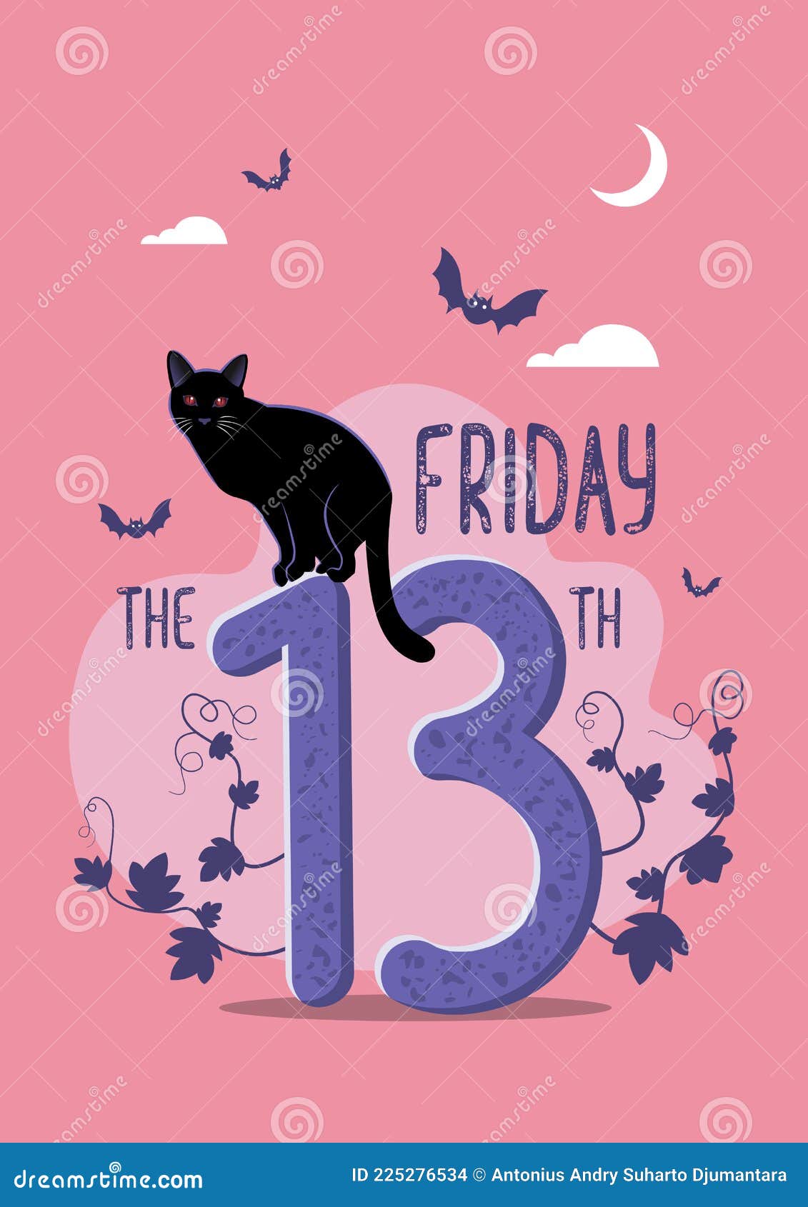 Black Cat On Friday The 13th Stock Vector Illustration Of Background