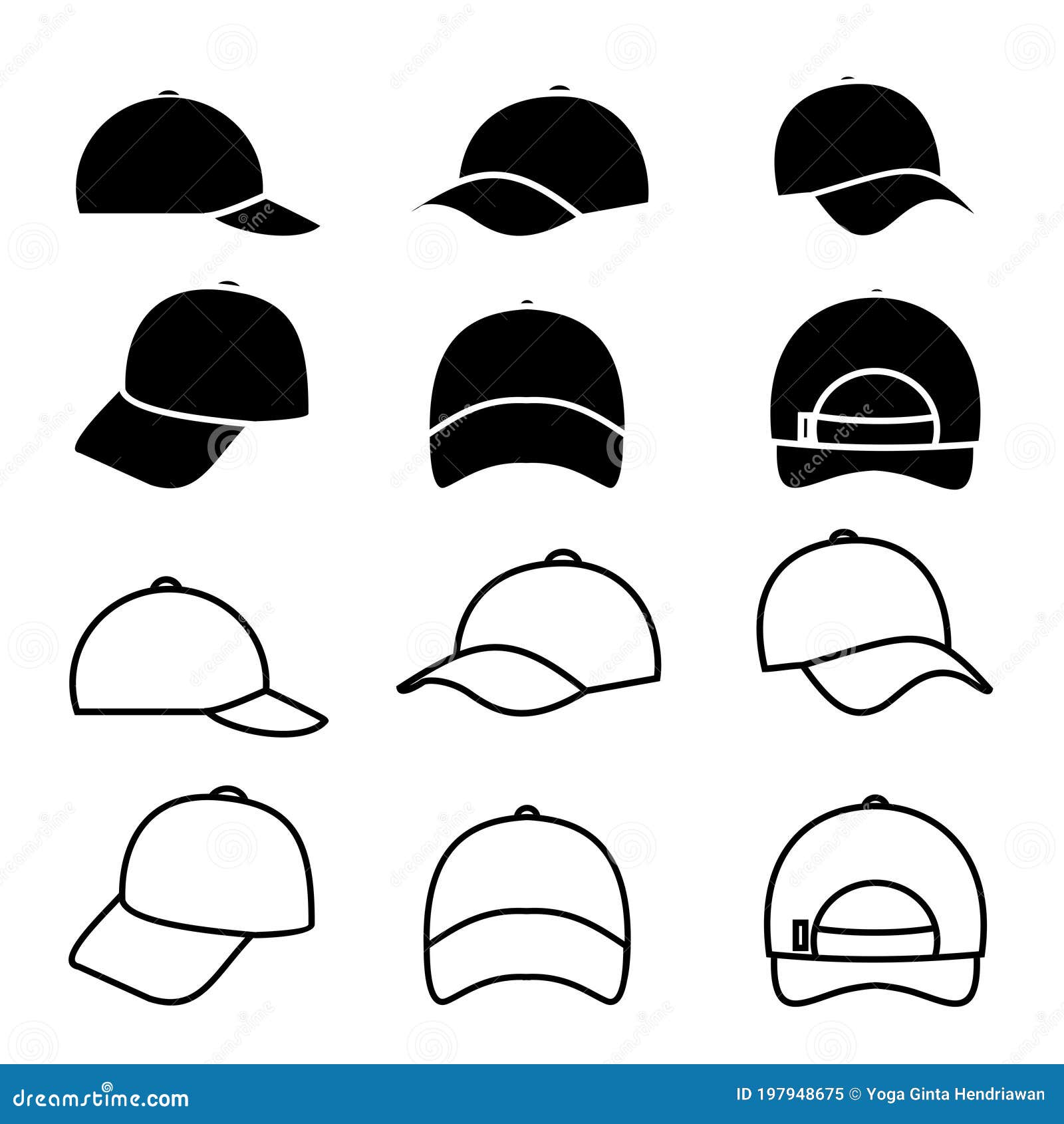 Set of Hat with Different Angles. Illustration Vector Stock Vector ...