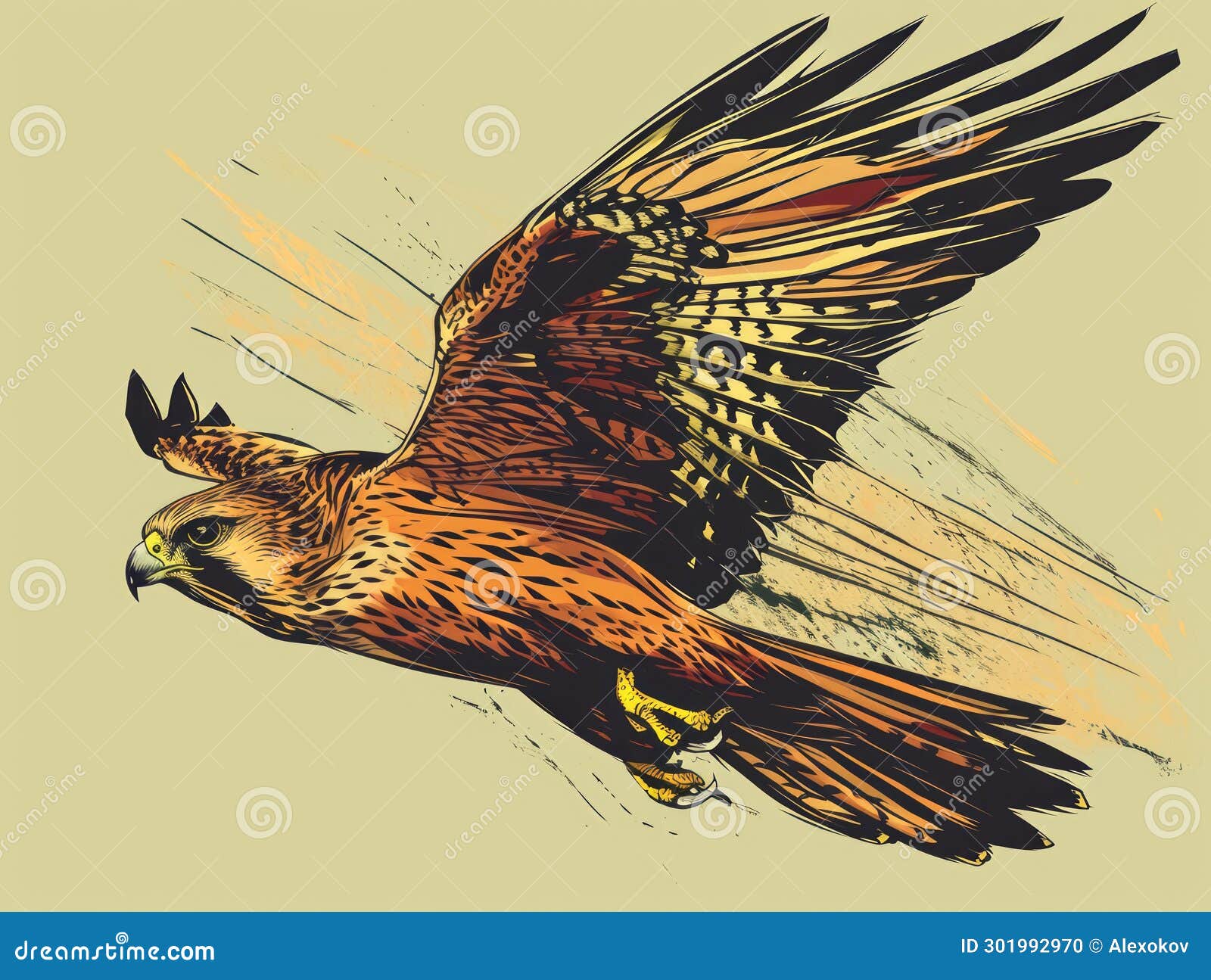 Illustration of a Hawk. Hand Drawn Sketch of a Hawk Stock Illustration ...