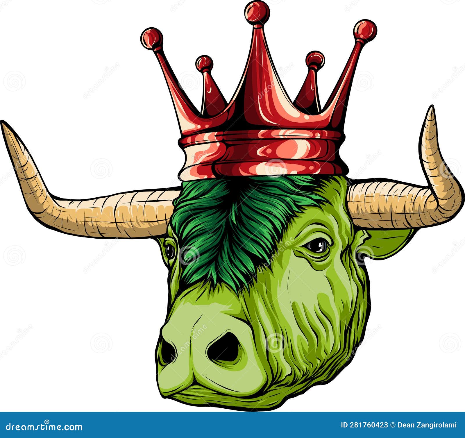 Vector Illustration of a Head of a Bull with a Crown Stock Vector ...