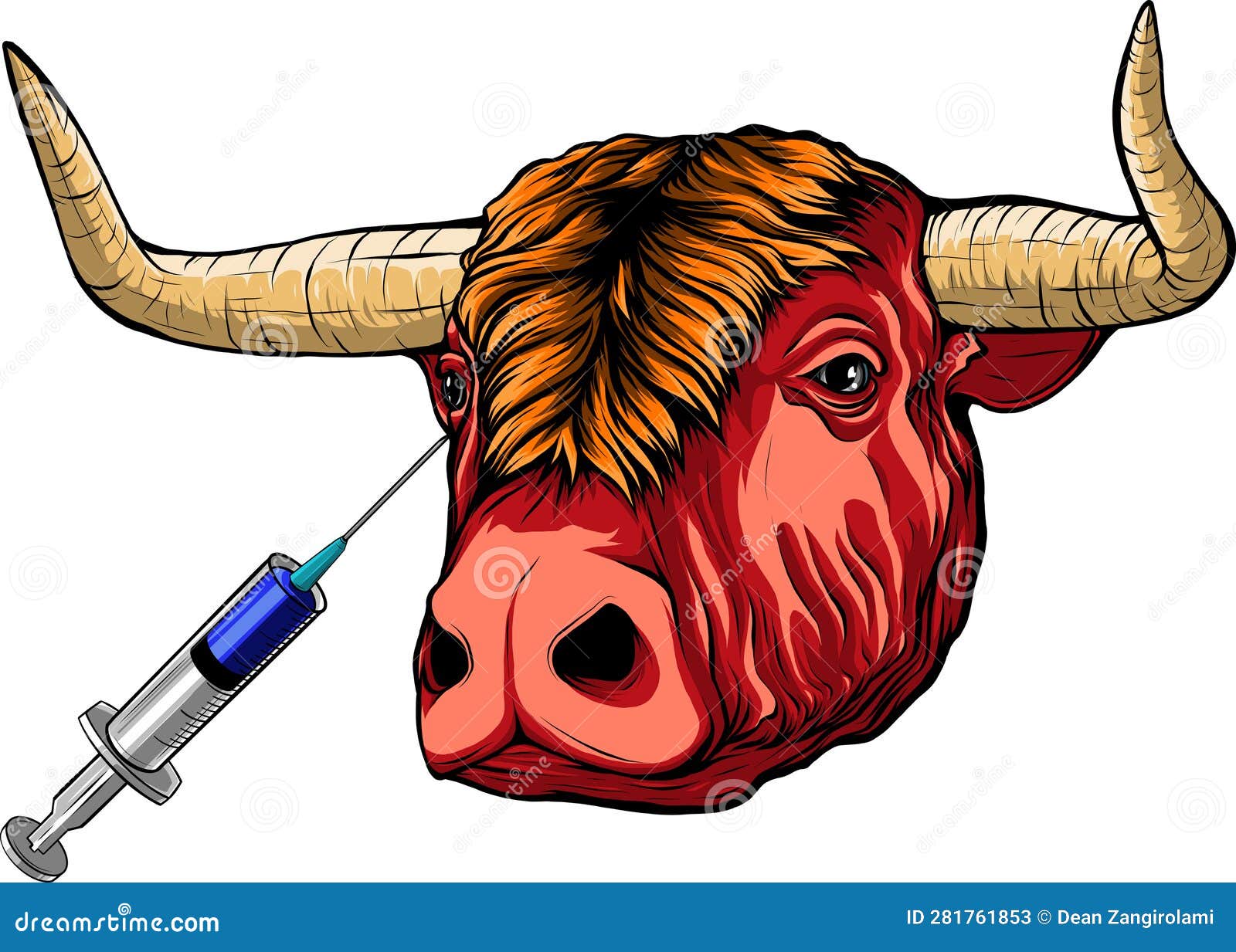 Vector Illustration of Head Cow and Syringe. Stock Vector ...