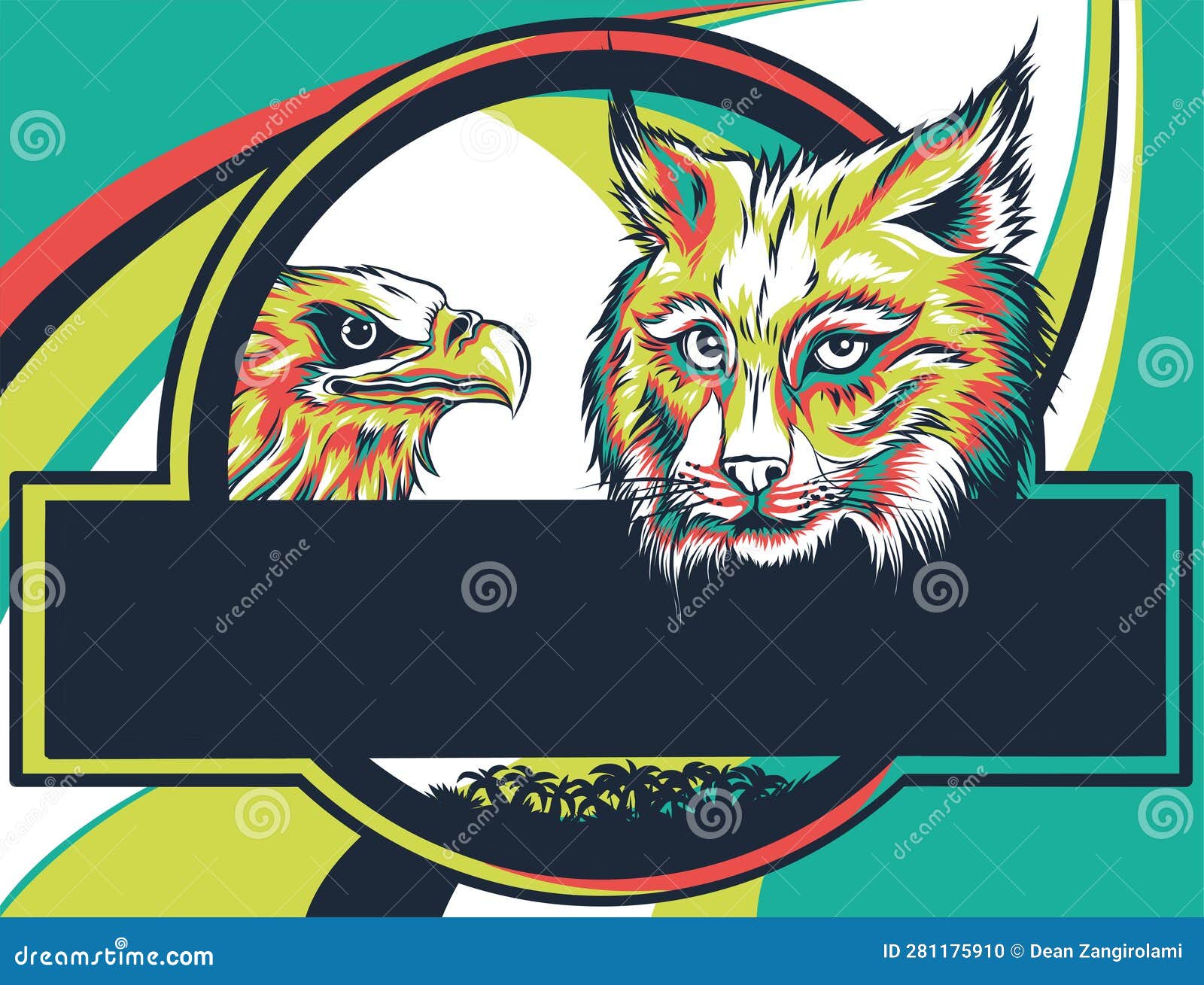 Vector Illustration of Head Lynx on Colored Background Stock Vector ...