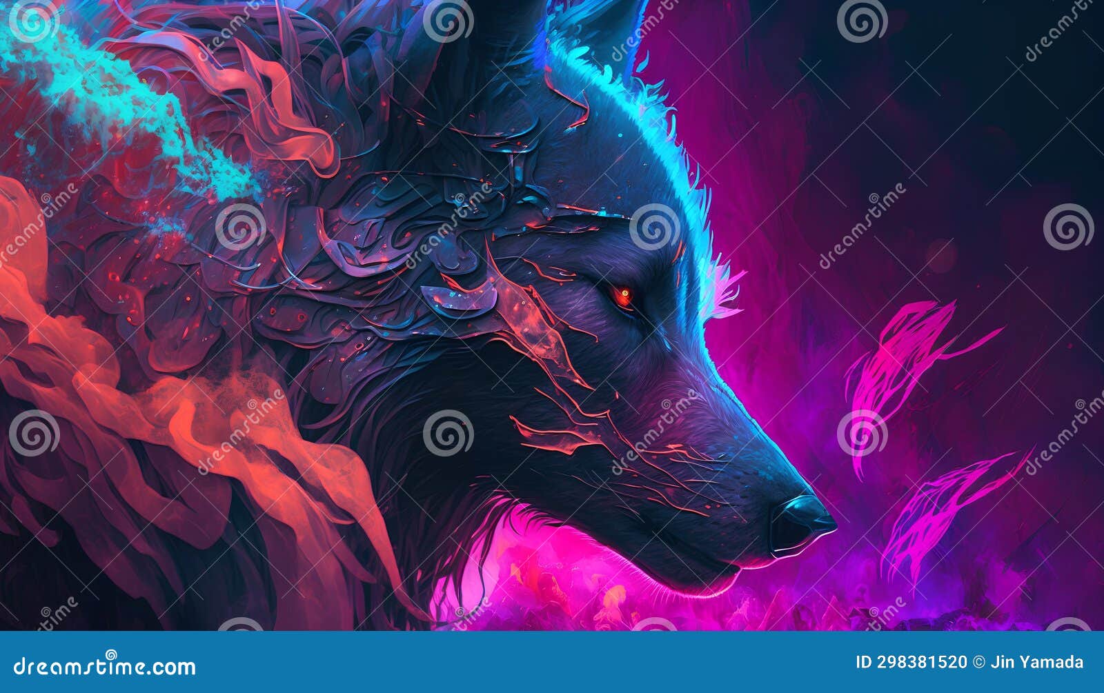 Illustration of the Head of a Wolf in a Surreal Style. Stock ...