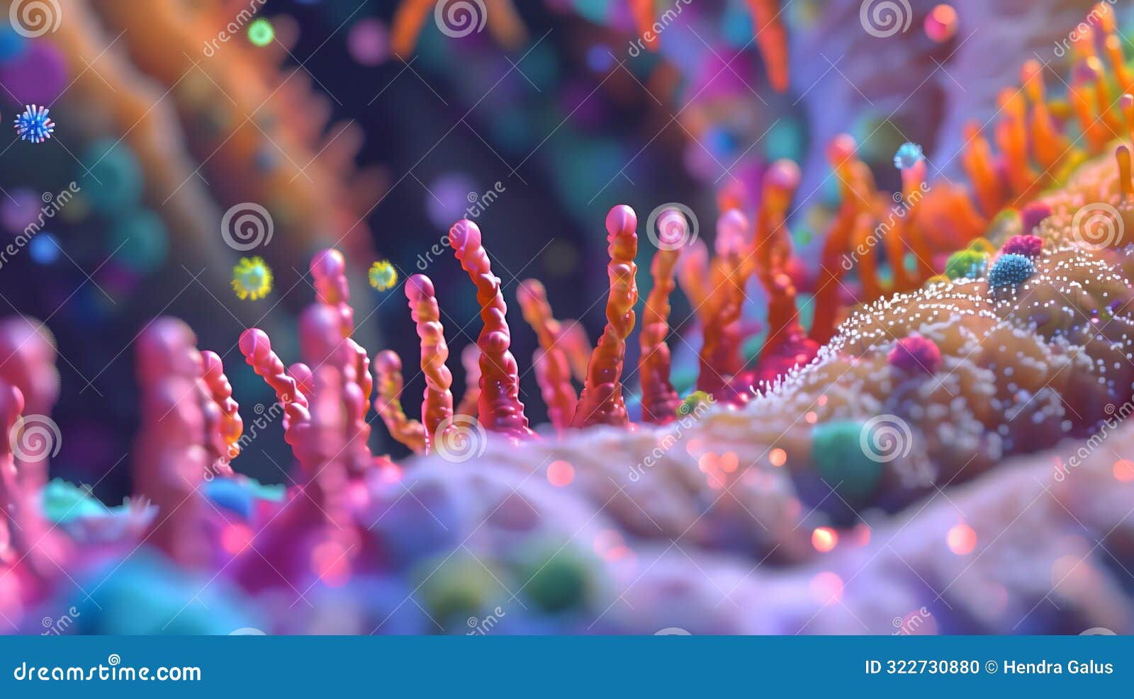 Illustration of Healthy Gut Microbiome with Diverse Bacteria ...