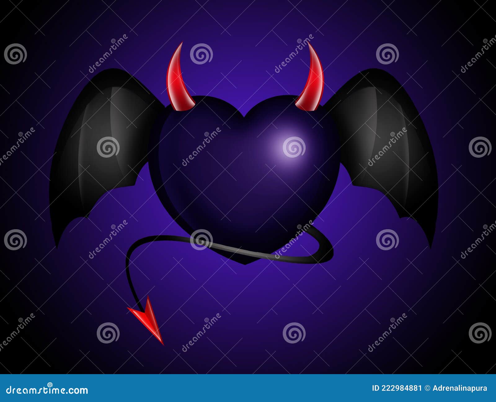 Illustration of Heart, Black Devil Stock Illustration - Illustration of ...