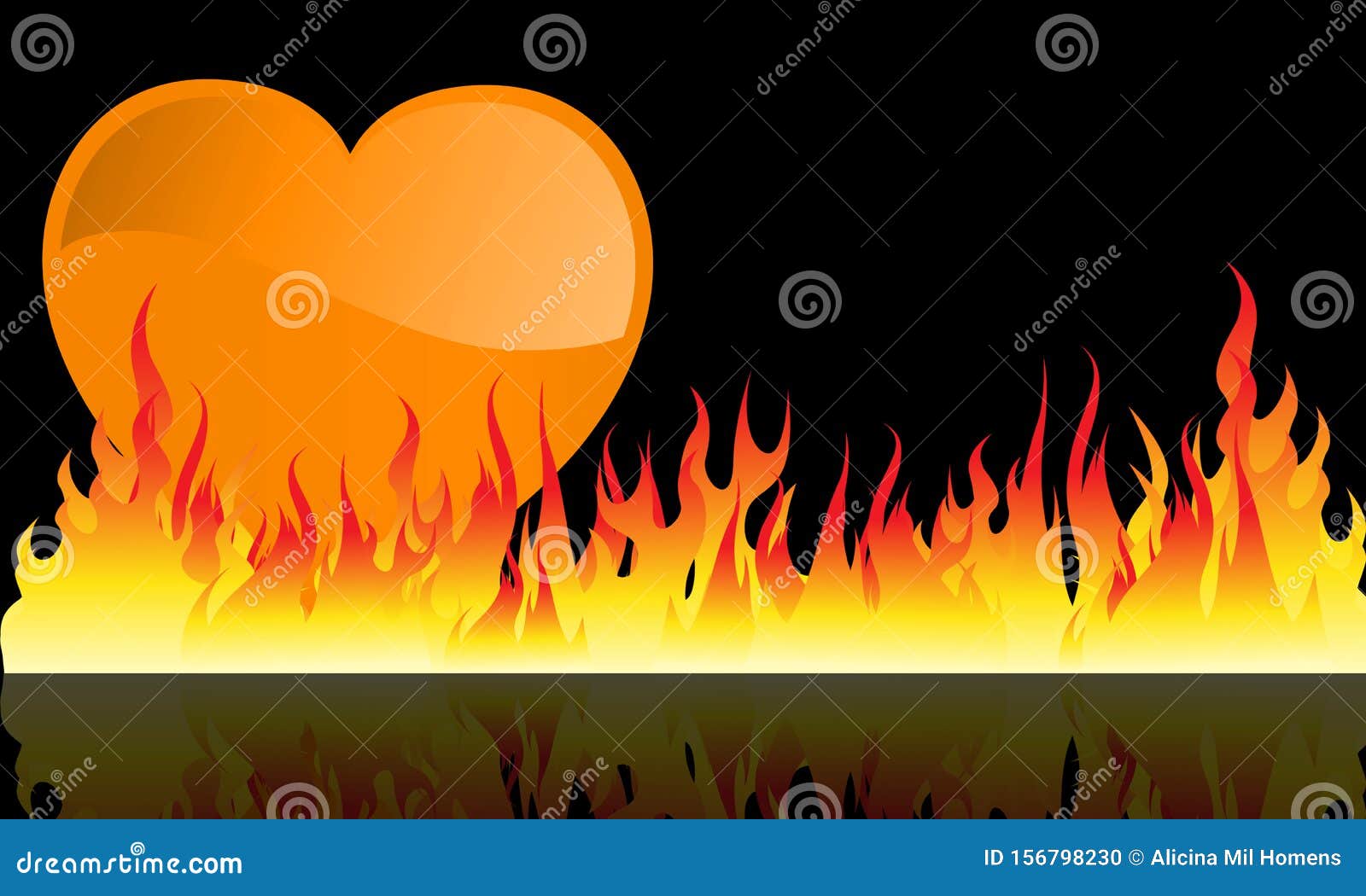 Illustration of a Heart Burning in the Fire Stock Illustration ...