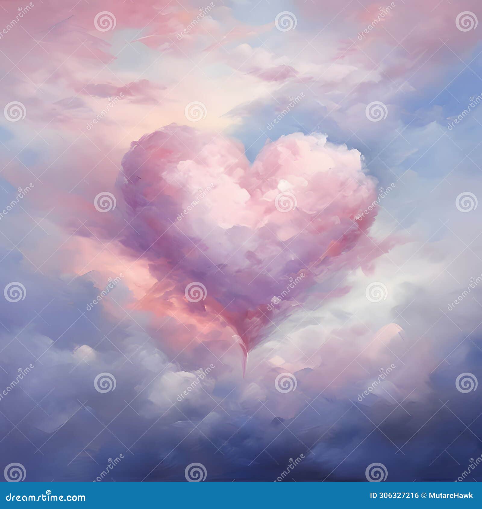 Illustration of a Heart in the Form of a Cloud Shape in the Sky. Heart ...
