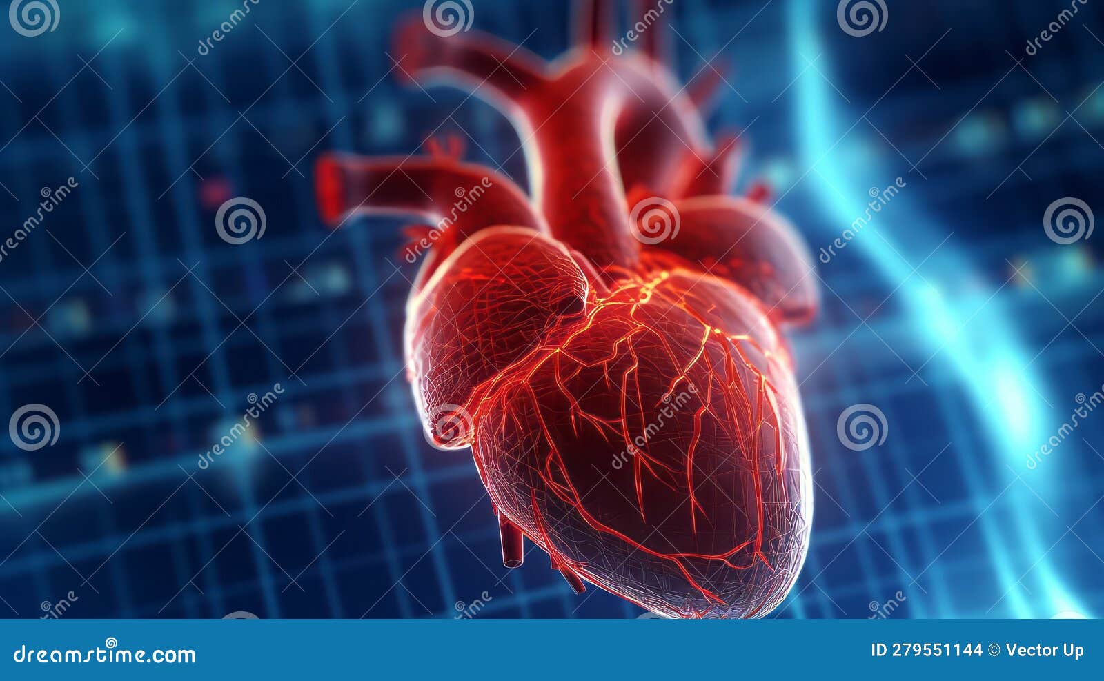 Illustration of Heart with Graph of Heartbeat. Generative AI Stock ...