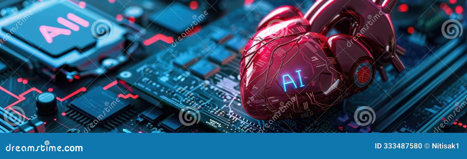 Heart Of Robot Visual, Cyborg Heart With Light , Heart Rhythm, Beating ...