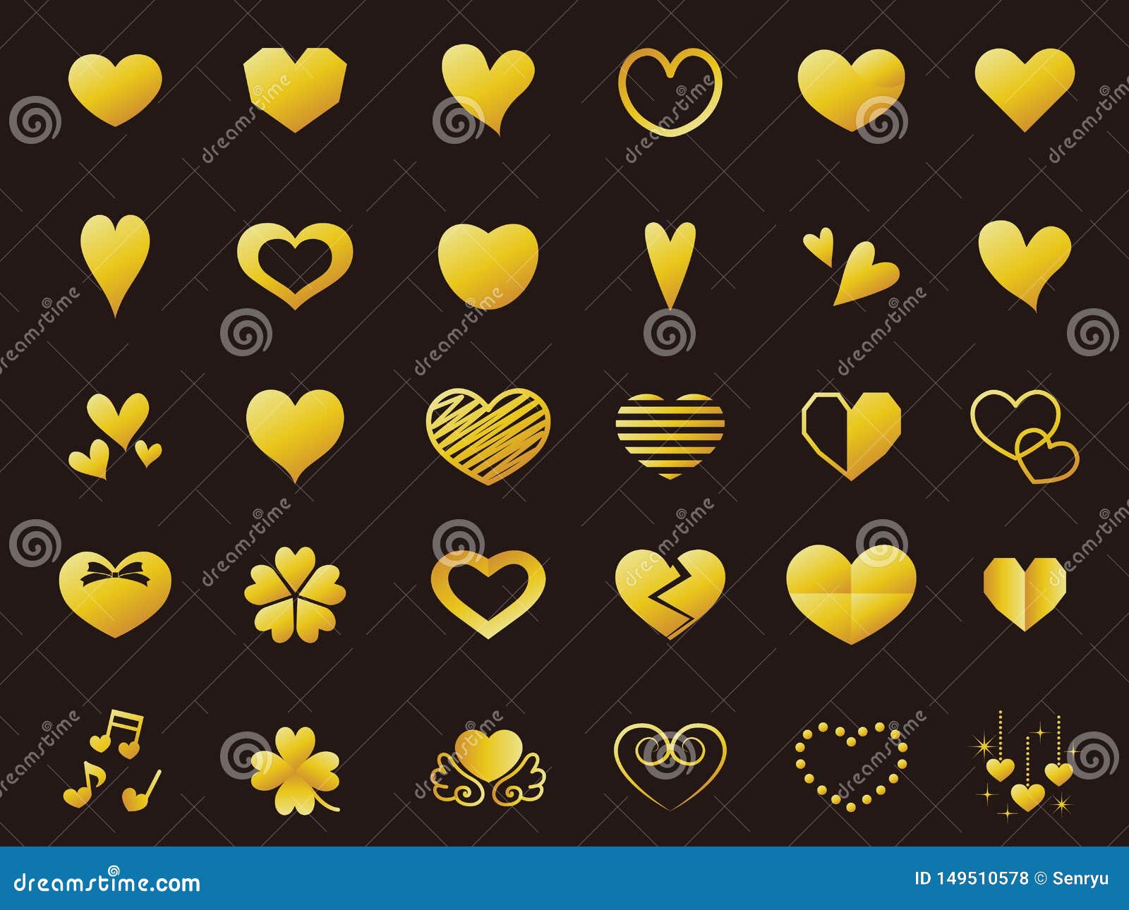 Gold heart1 stock vector. Illustration of gold, collection - 149510578