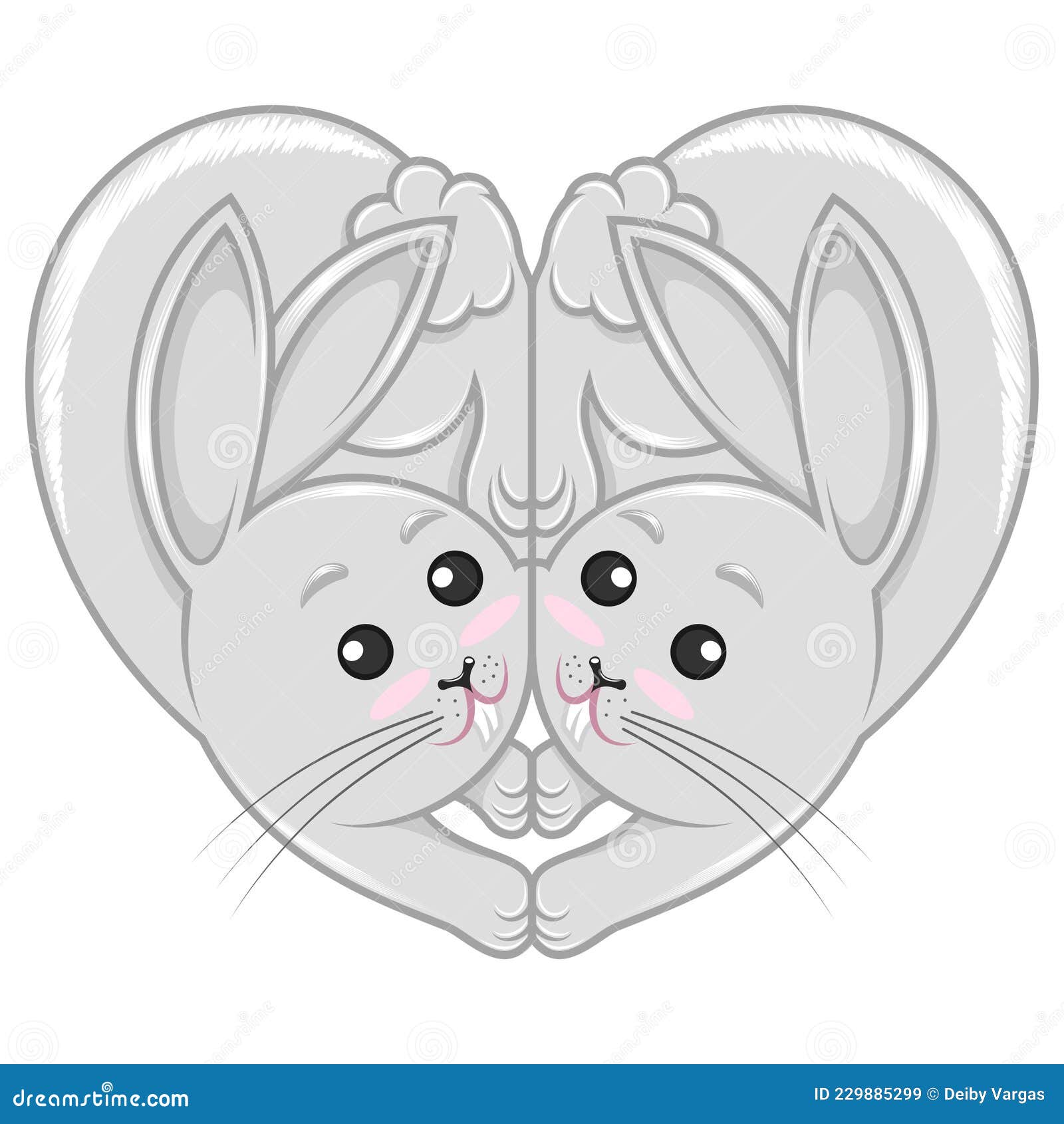 Illustration of Heart Shaped Rabbits Stock Vector - Illustration of ...