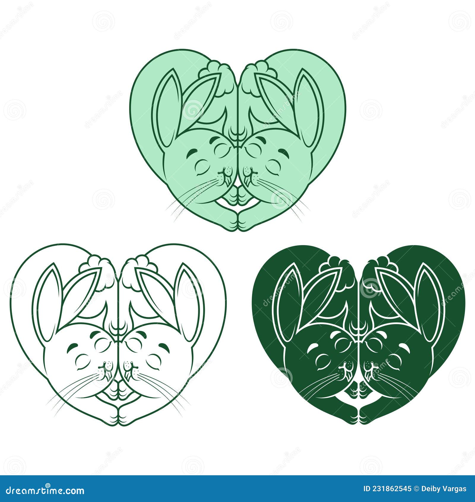 Illustration of Heart Shaped Rabbits Stock Vector - Illustration of ...