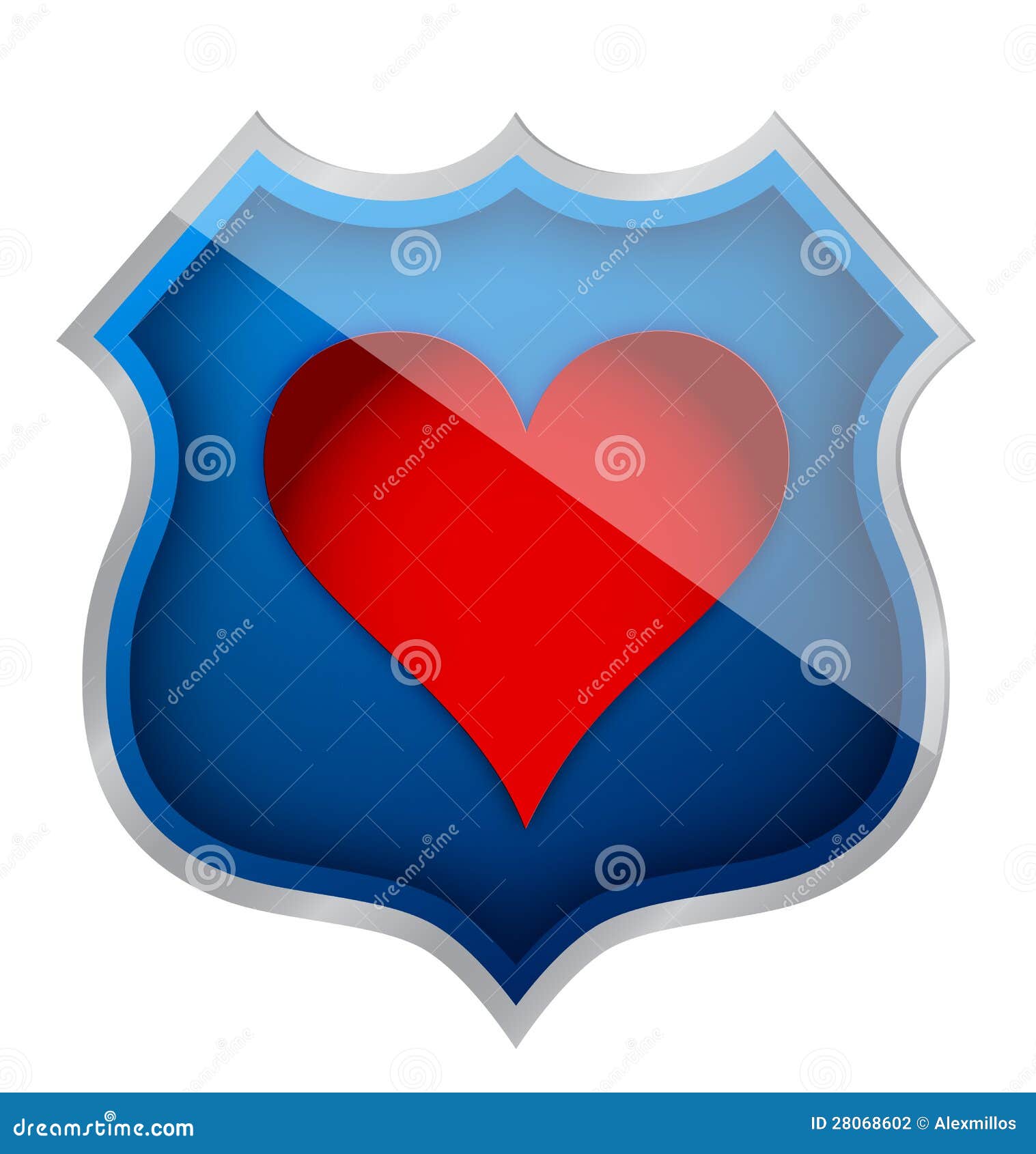 Illustration of a Heart Symbol on a Shield Icon Stock Illustration ...