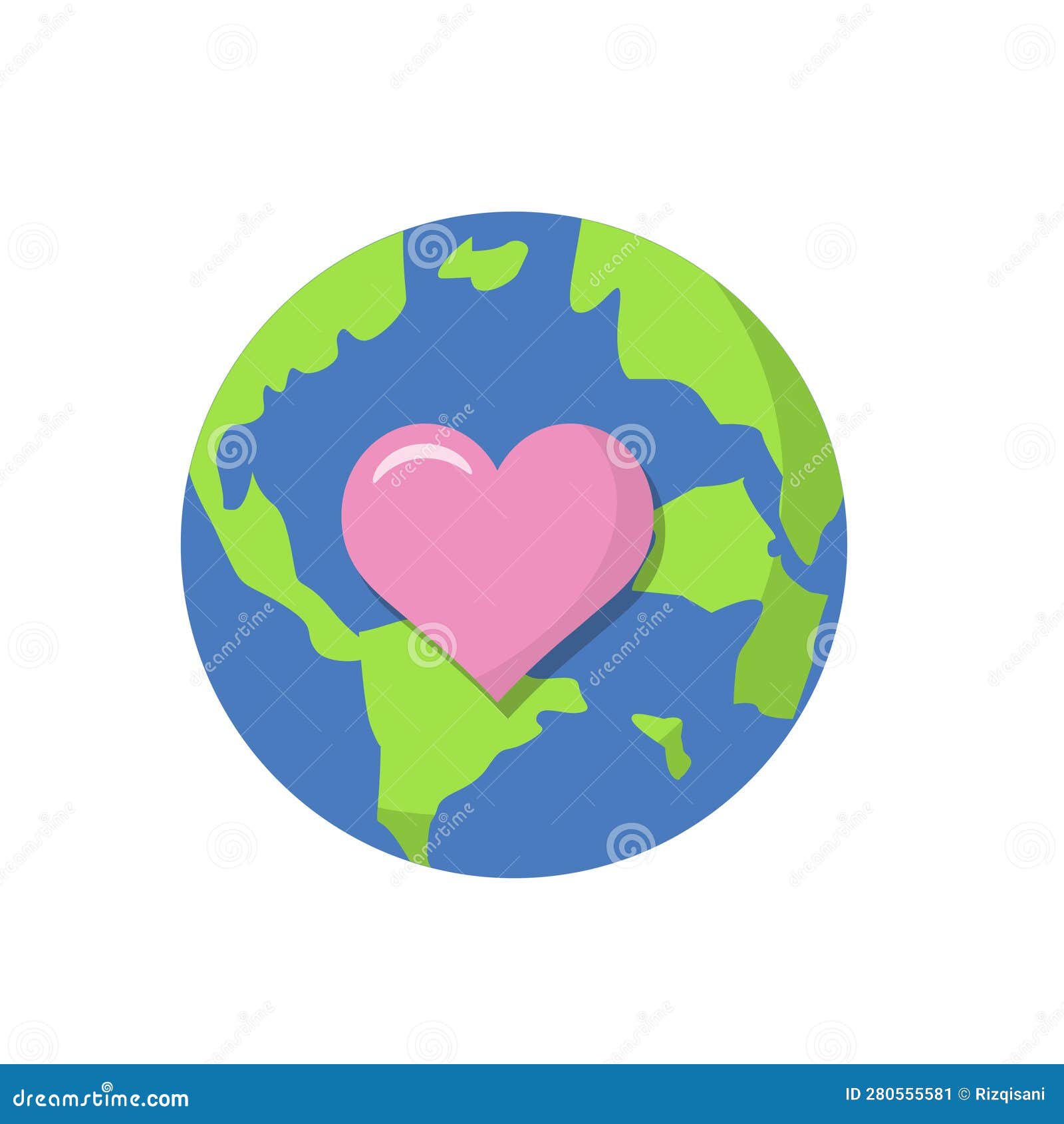 Illustration of a Heart in the World with Earth in the Background Stock ...