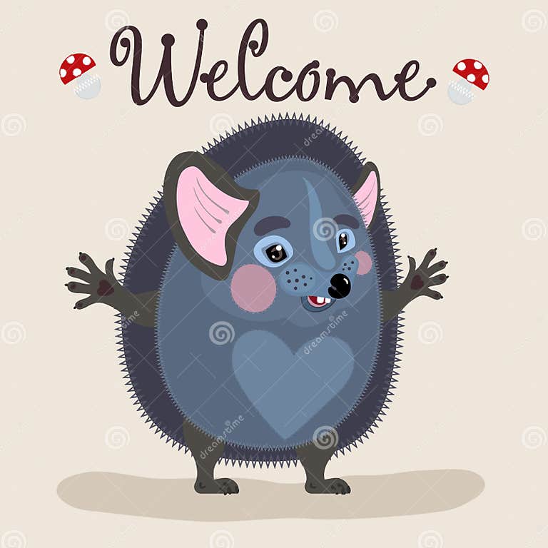 Illustration of a Hedgehog Welcome Stock Vector - Illustration of ...