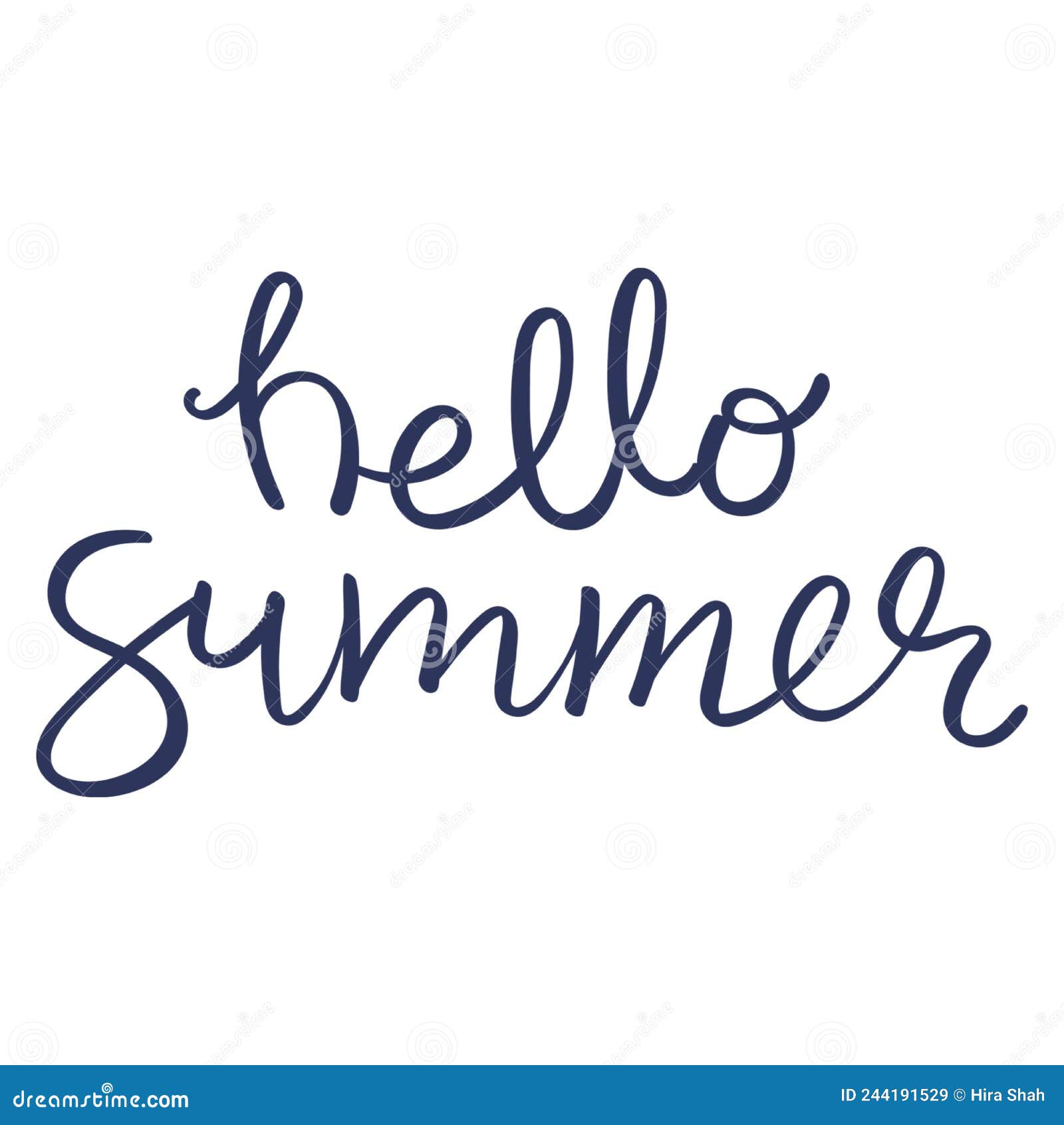 Hello Summer in Black on Bwhite Background Stock Illustration ...