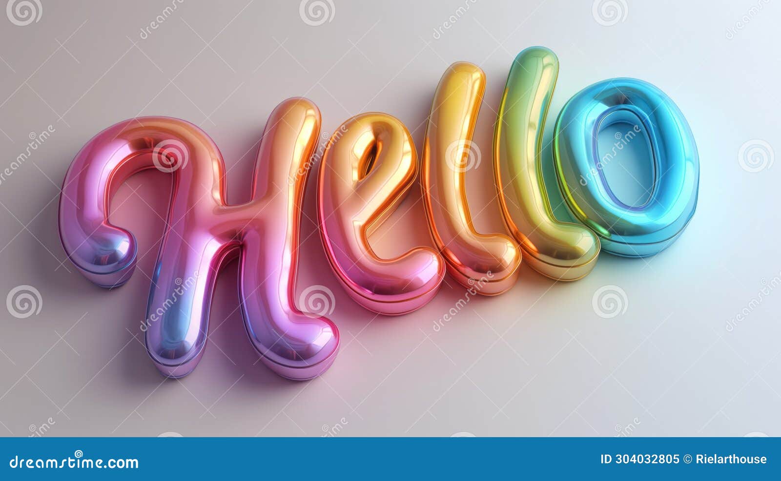 Hello Word in Rainbow Color Baloon Style 3D Render Stock Illustration ...