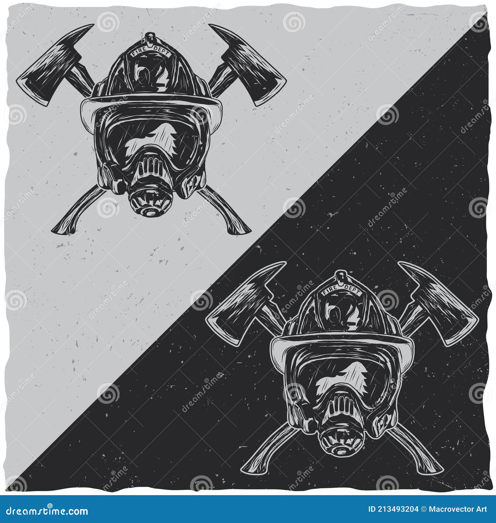 Illustration of Helmet with Crossed Axes on Dark and Light Backgrounds ...