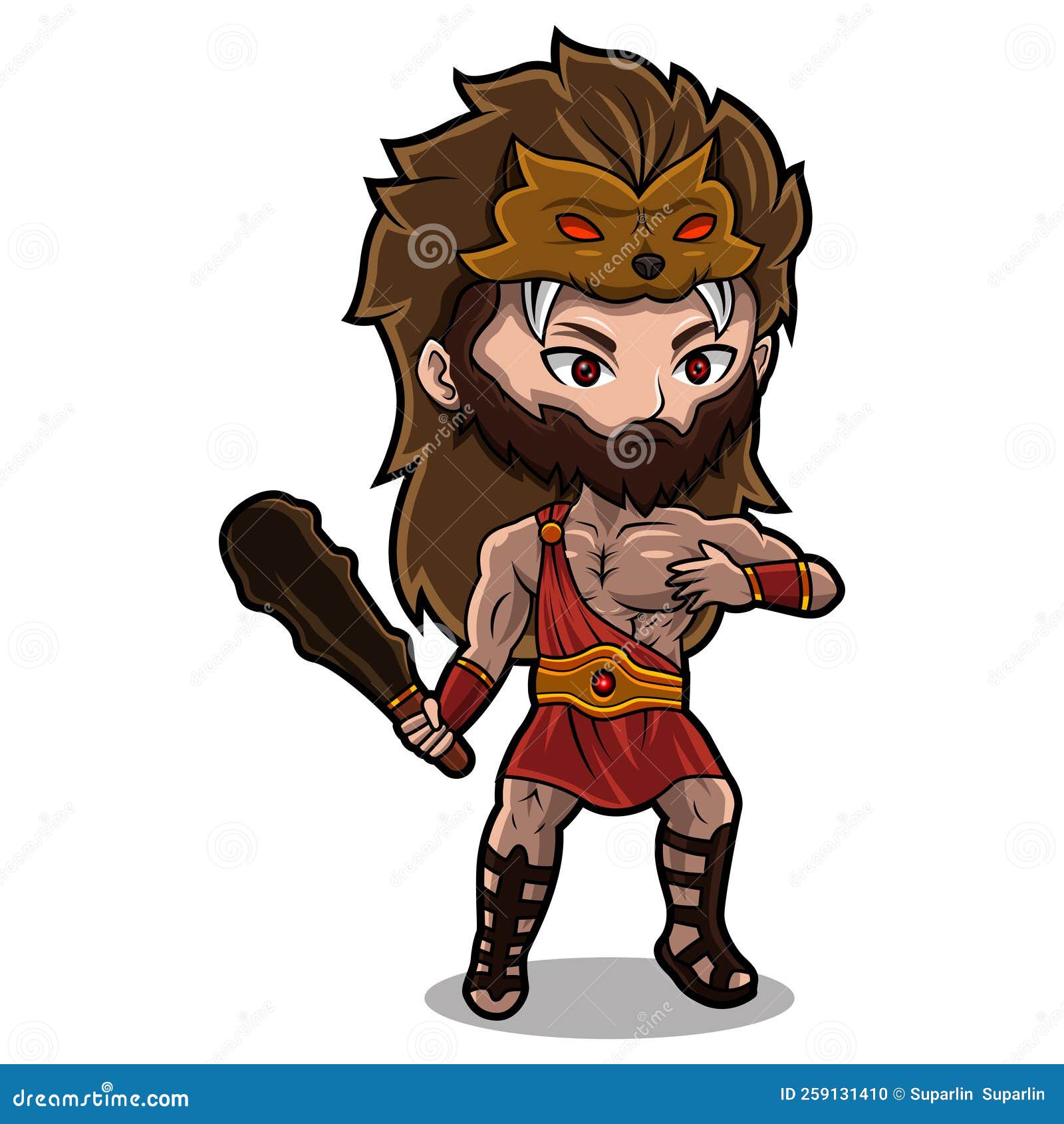 Hercules Chibi Mascot Logo Design Cartoon Vector | CartoonDealer.com ...