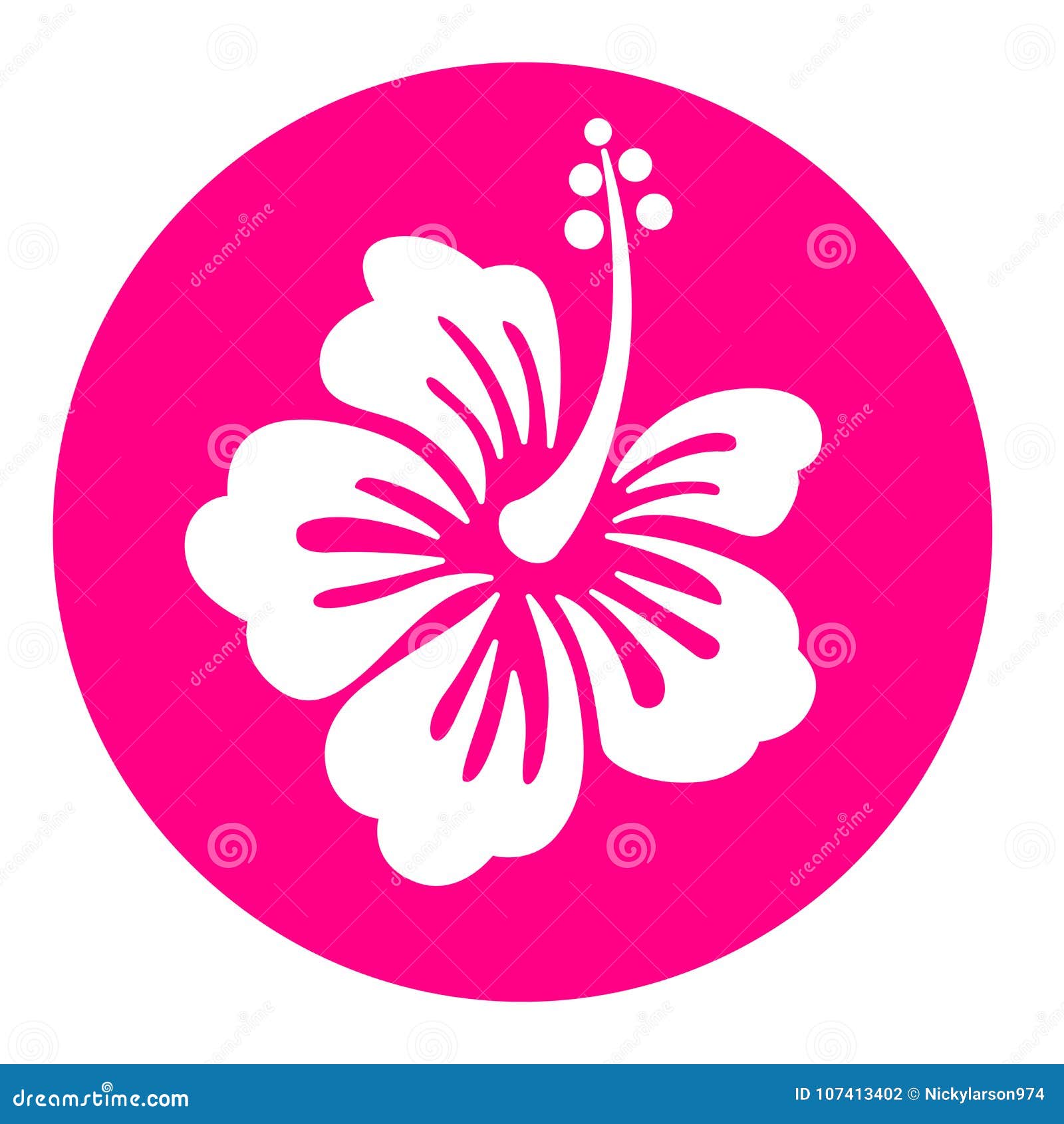 Hibiscus pink circle icon stock vector. Illustration of symbol - 107413402