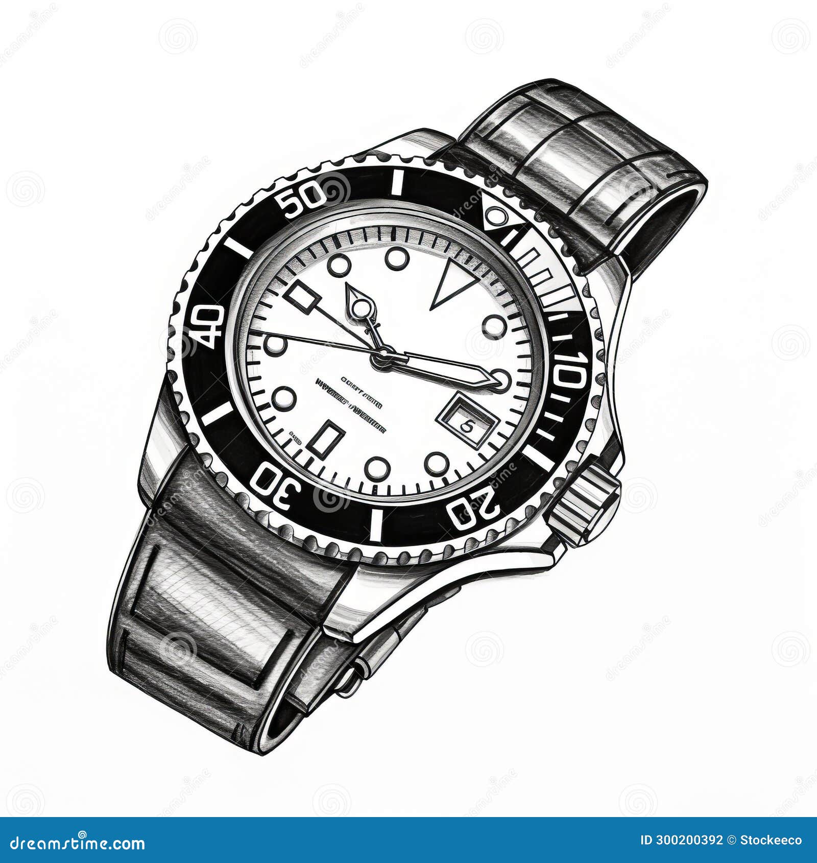 Detailed Pen and Ink Watch Illustration in the Style of Automatic ...