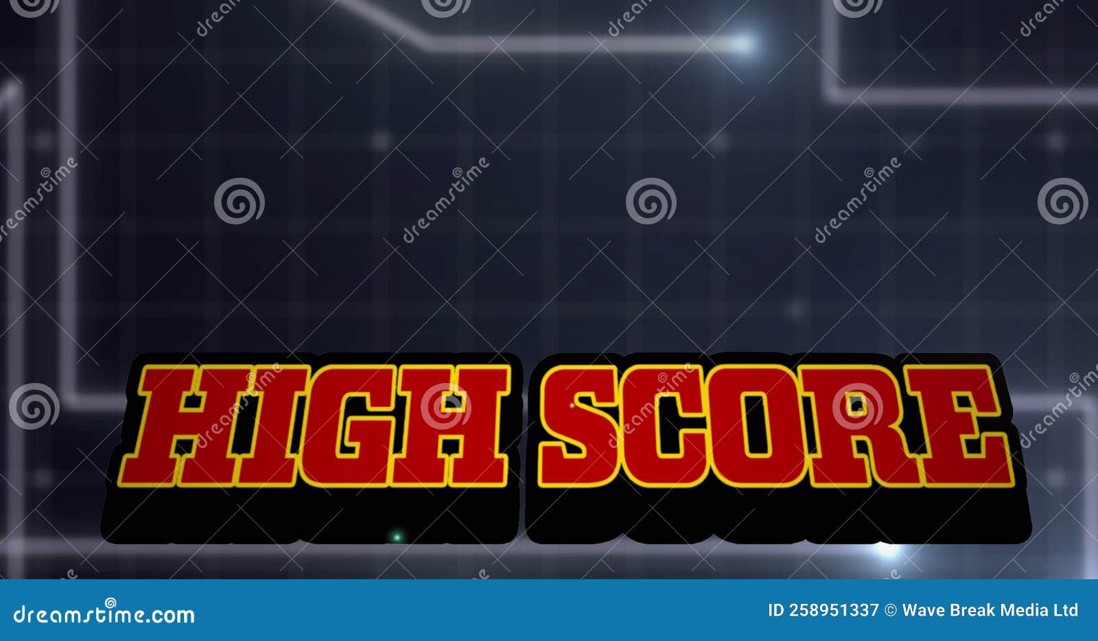 Illustration of High Score Text with Blurred Grid Pattern and Dots ...