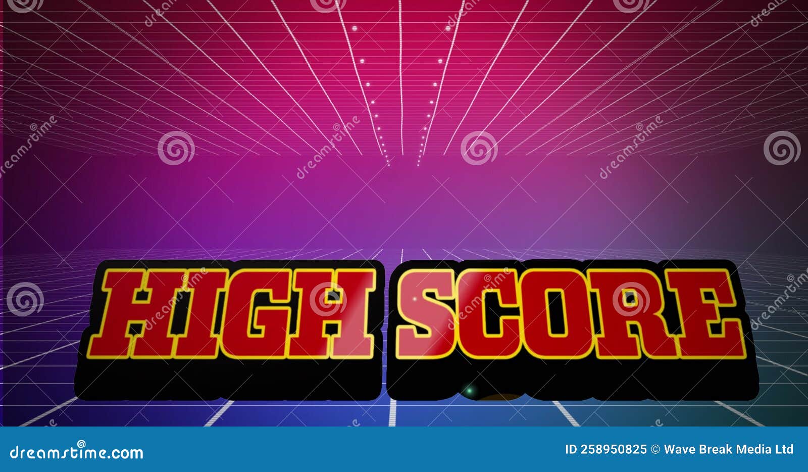 Illustration of High Score Text with Grid Pattern Against Gradient ...