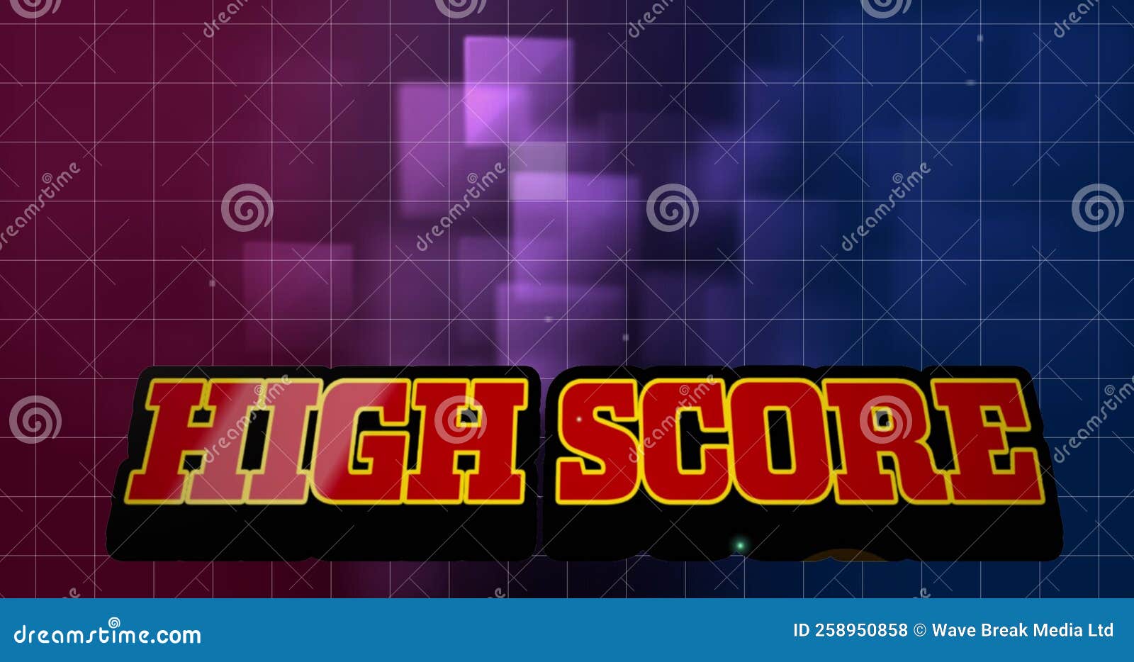 Illustration of High Score Text with Grid Pattern Over Square Shapes ...