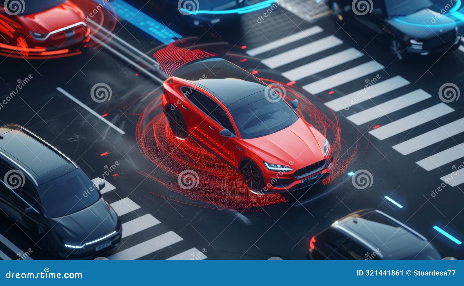 High-tech Autonomous Vehicle in Night Traffic Stock Image - Image of ...