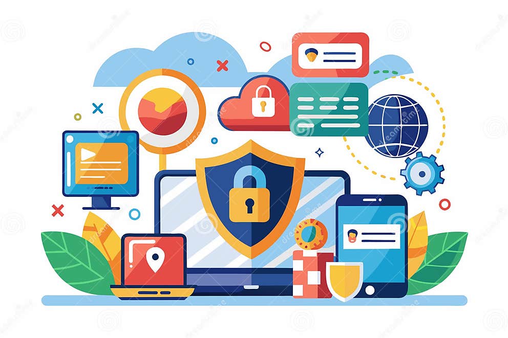 This Illustration Highlights SSL Technology with Devices Symbolizing ...