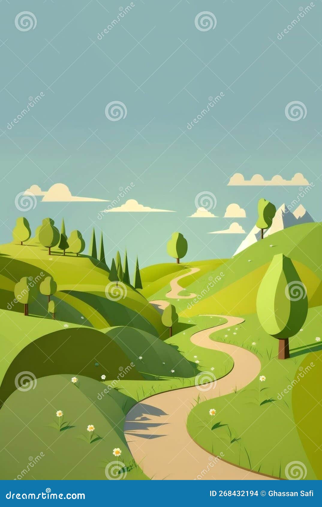 A Hiking Path through Hills Stock Photo - Image of poster, screenshot ...