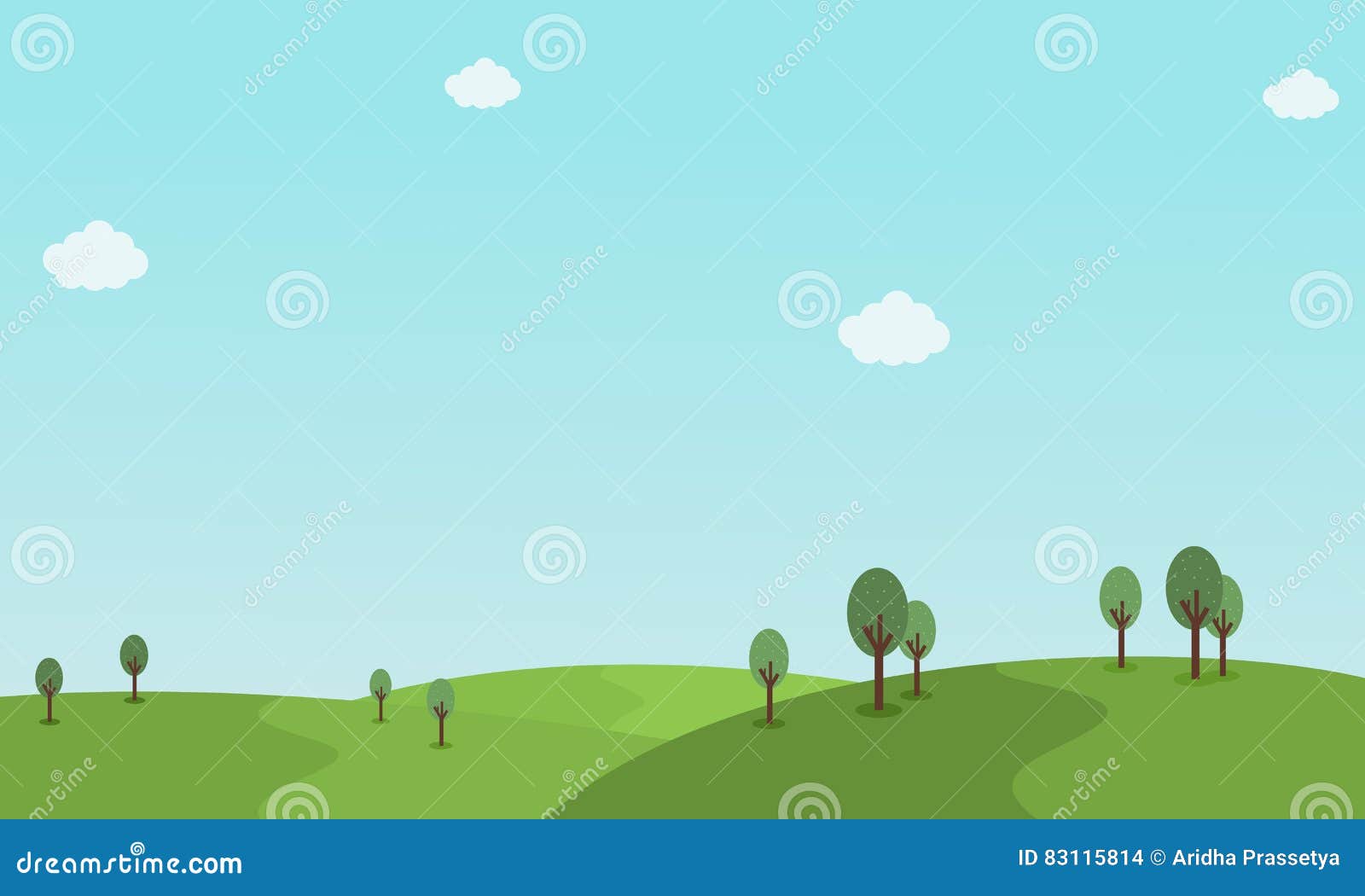 Illustration of Hill Landscape with Cloud Stock Vector - Illustration ...