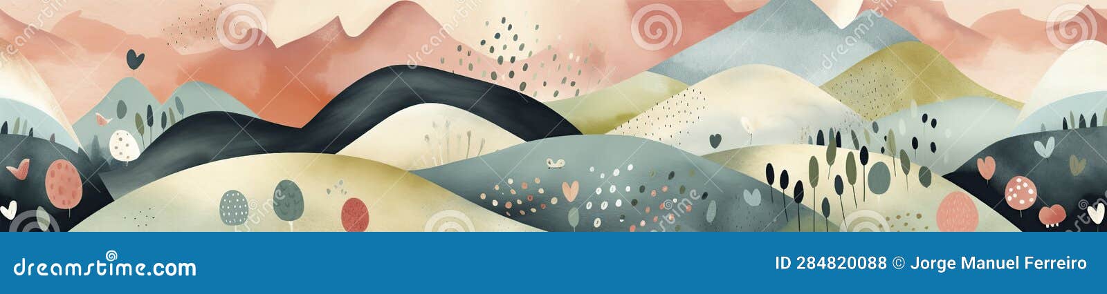 Illustration, Hill Landscape, Website Header, Ai Generative Stock ...