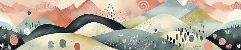 Illustration, Hill Landscape, Website Header, Ai Generative Stock ...