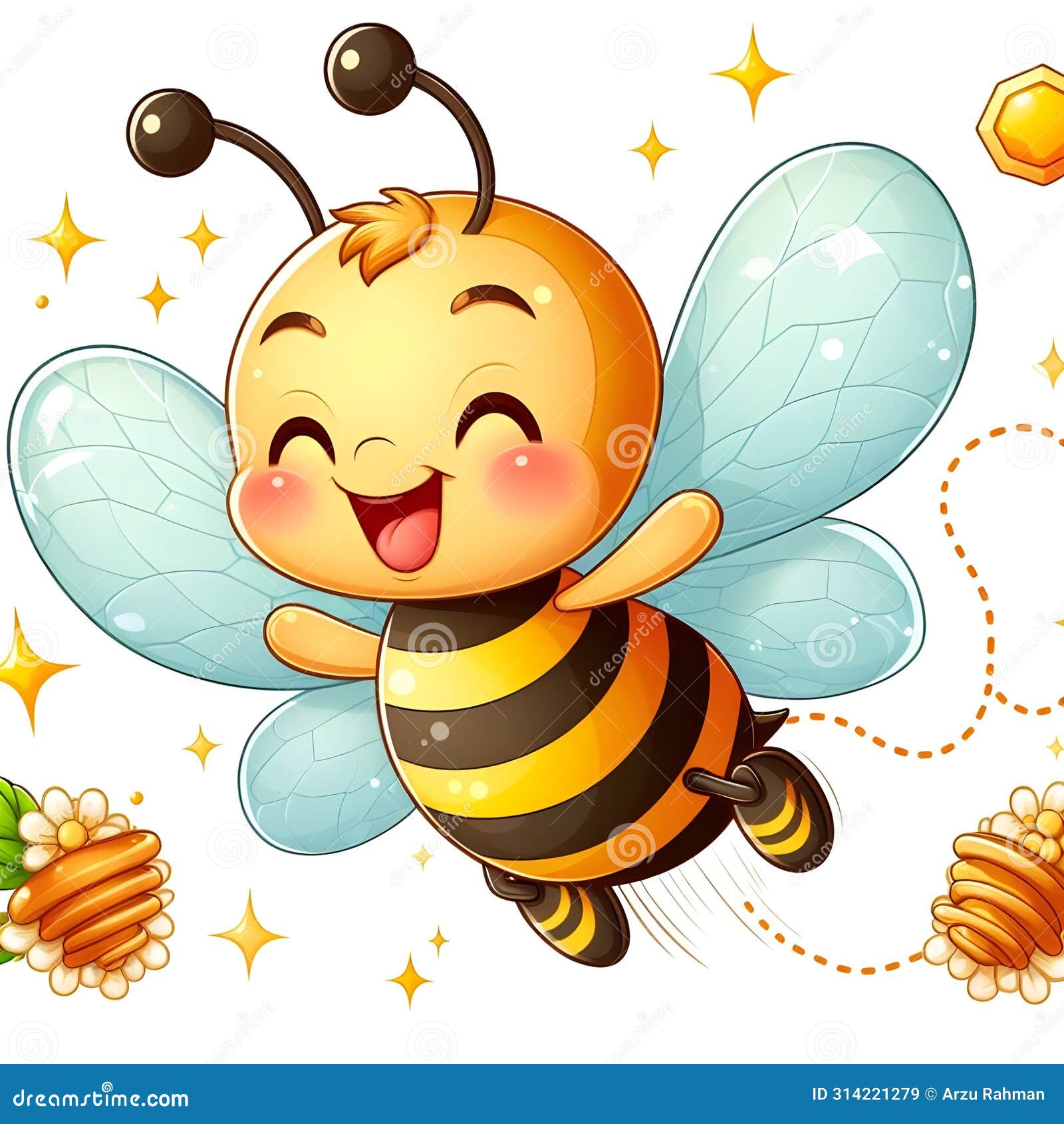 Illustration of Honey Bee Flying with Joy Stock Illustration ...