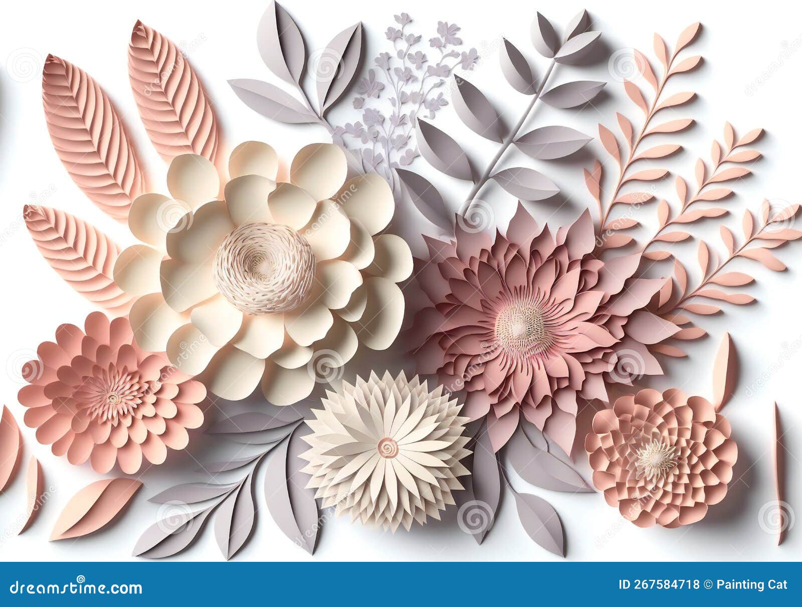 Horizontal Floral Pattern Abstract, Digital Illustration Painting ...