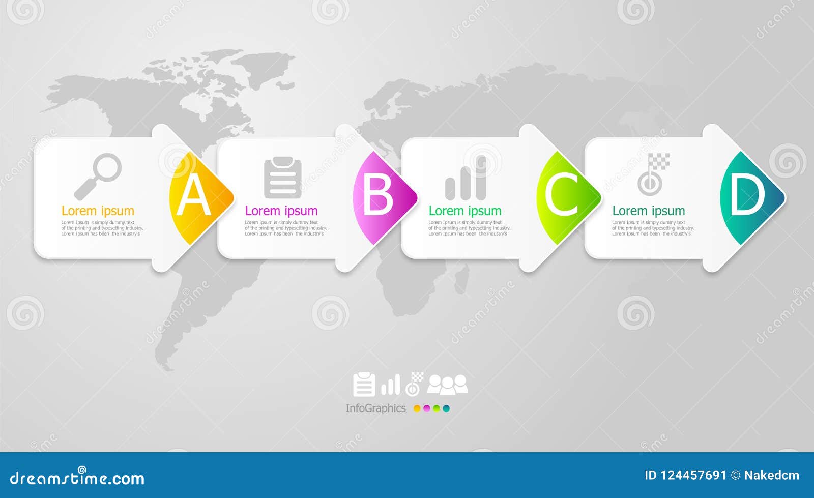 Horizontal Timeline Infographics 4 Steps Vector Illustration ...