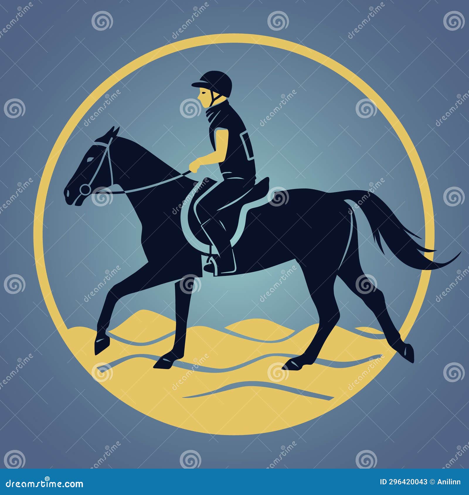 Illustration with a Horse and Rider Performing at Endurance Race Stock ...